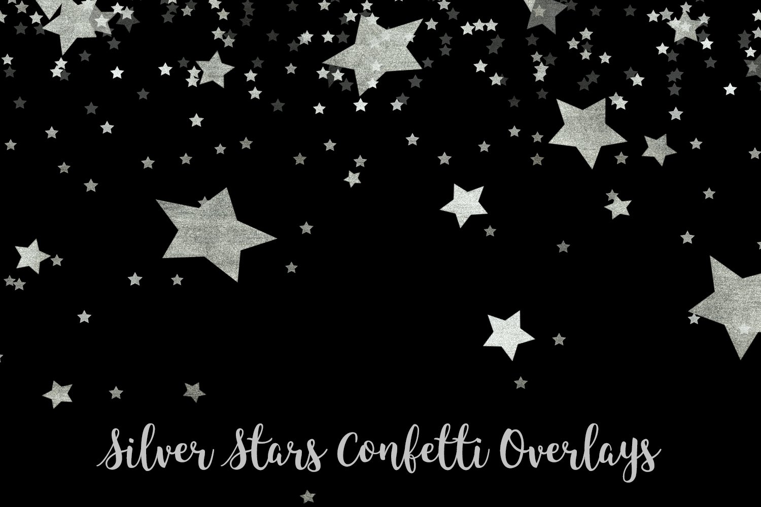 Silver Stars Confetti Overlays (331677) | Decorations | Design Bundles