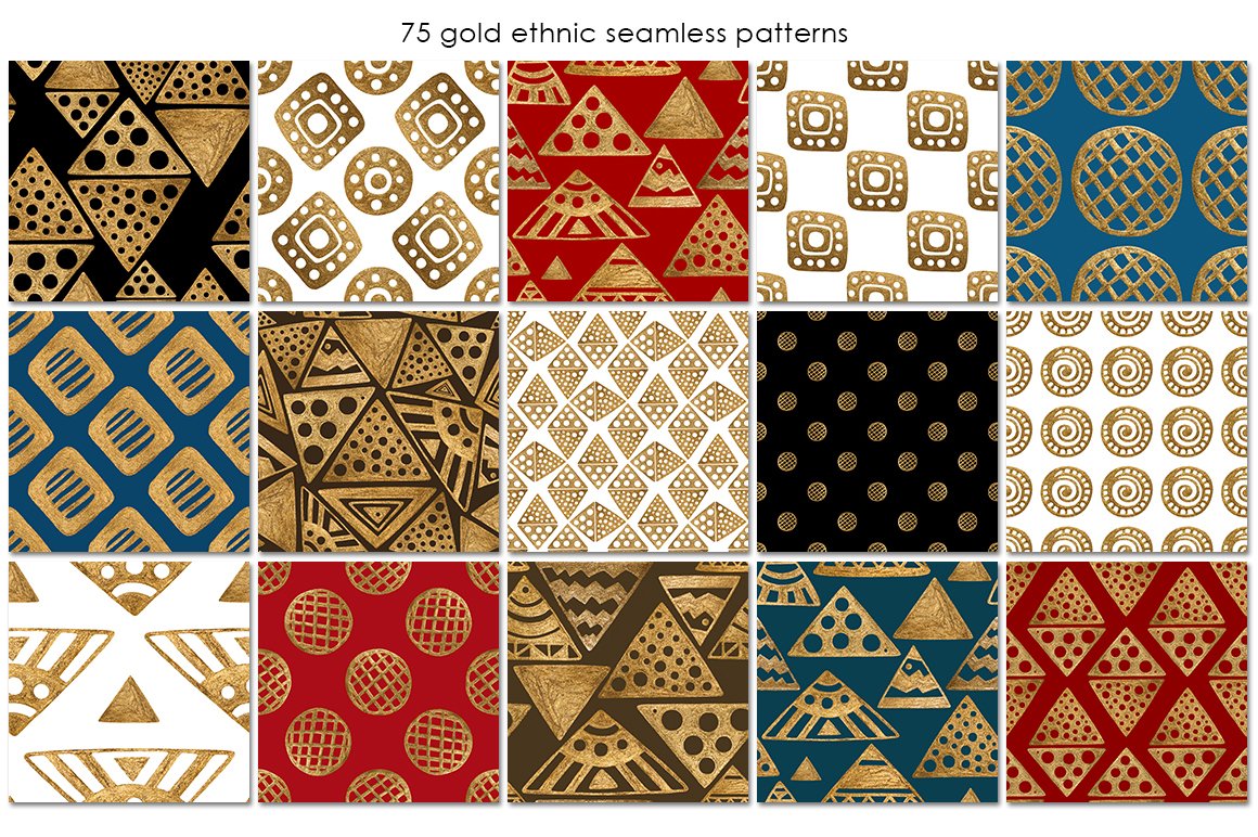 GOLD ETHNIC patterns (213653) | Patterns | Design Bundles