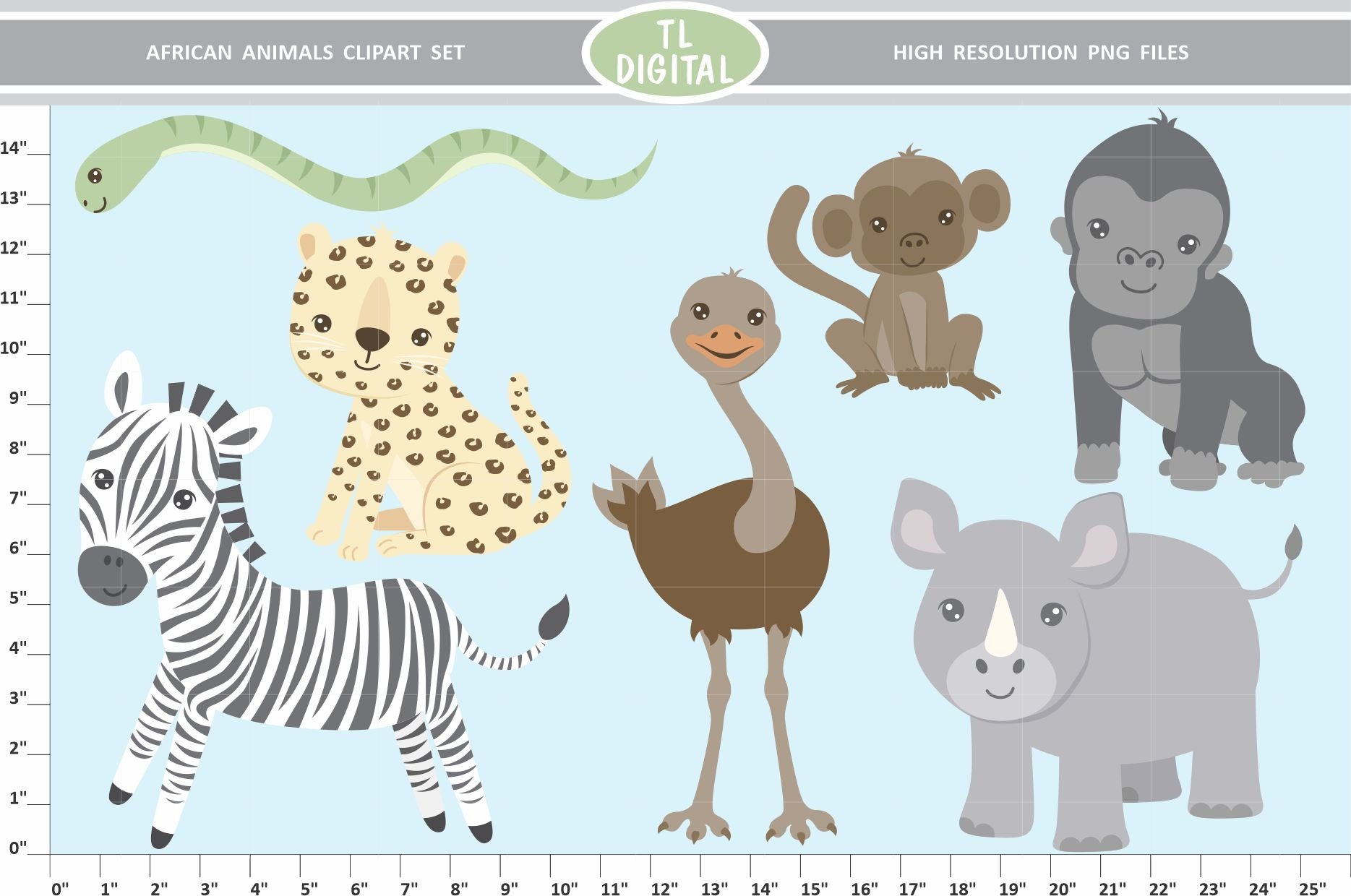 African Animal Clipart - Savannah Graphics- 35 PNG Graphics (523843 ...