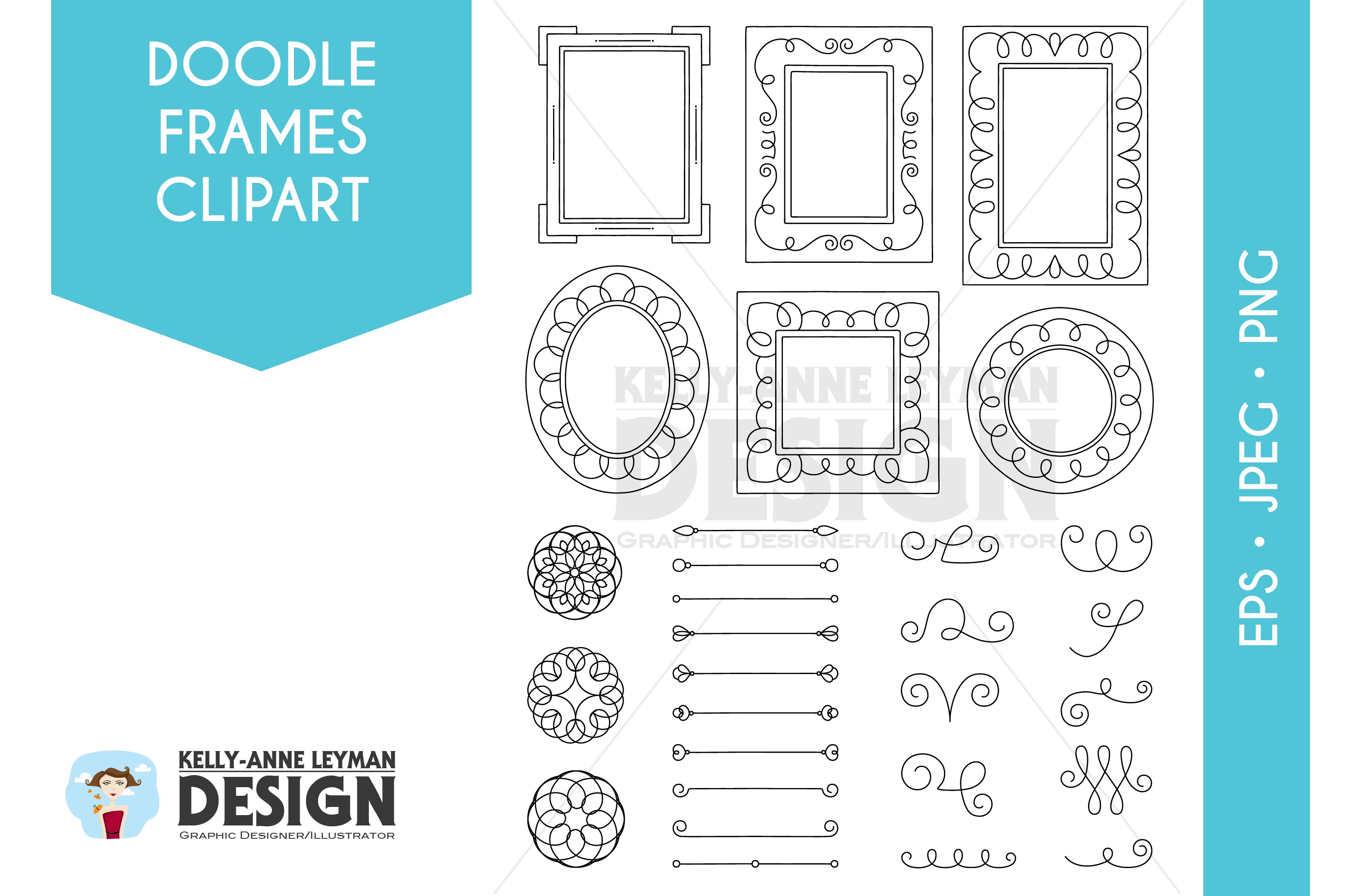 Doodle Frames Clipart, Digital Labels Clipart (87319) | Decorations ...