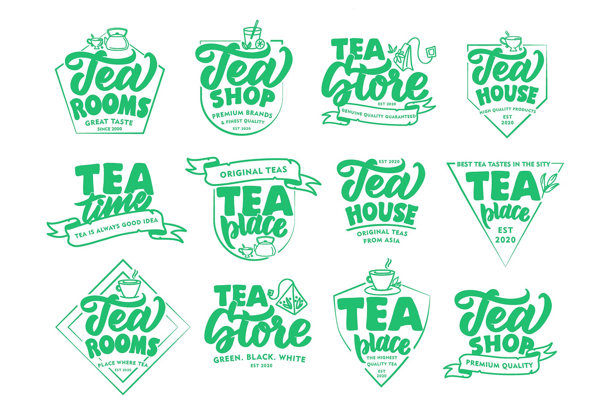 Set of logos Hot & Cold tea (513901) | Logos | Design Bundles