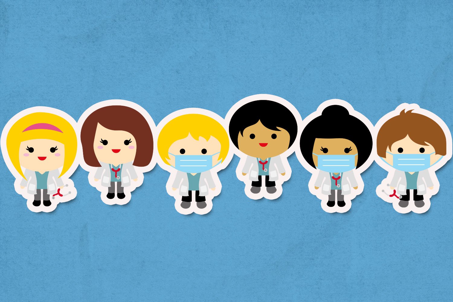 Kids in doctor costumes illustrations clip art
