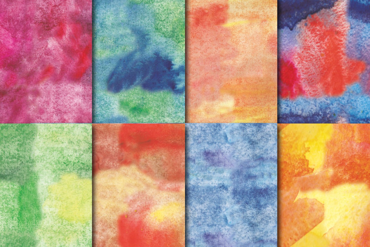 Colorful Watercolor Textures seamless digital paper pack (25723 ...