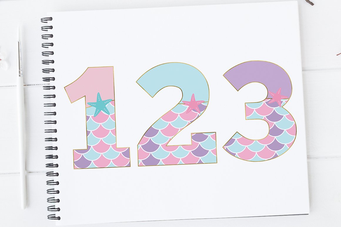 Mermaid Numbers, Mermaid Numbers Clipart, Numbers Clipart, Mermaid ...