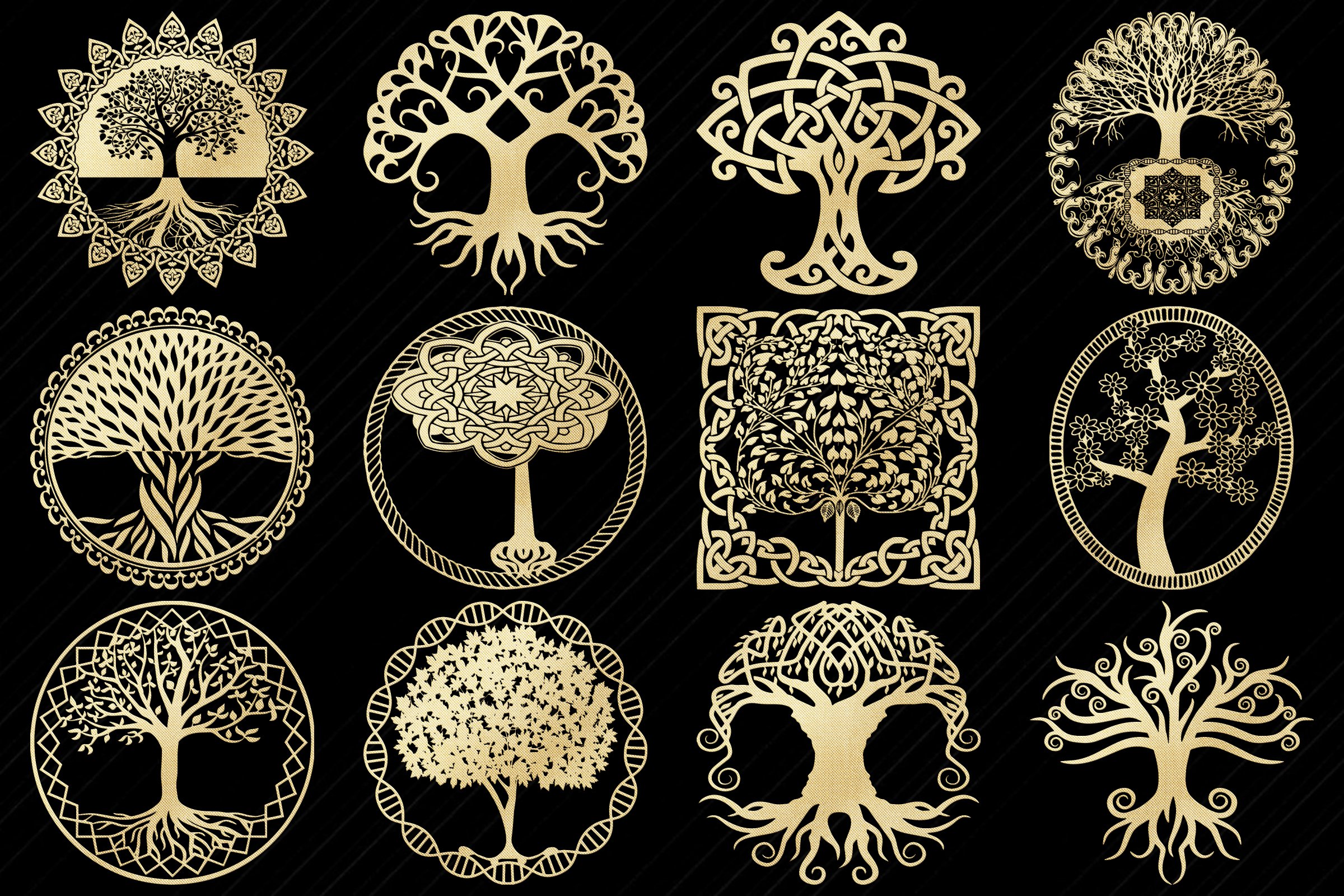 Gold Foil Tree of Life Clip Art (765782) | Illustrations | Design Bundles
