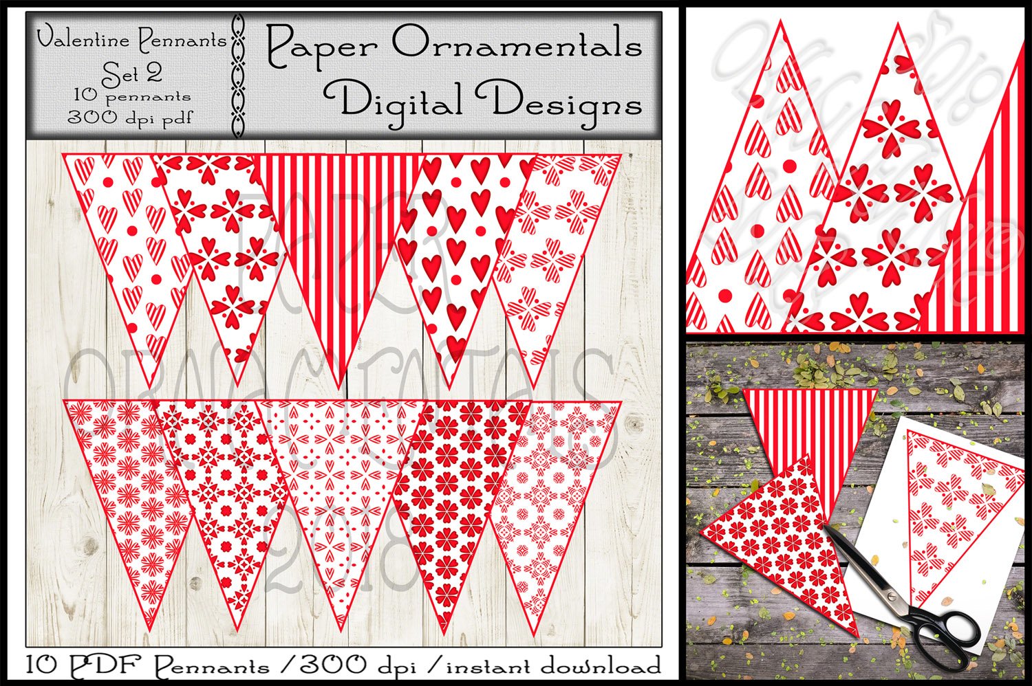 Printable Valentine Pennant Banner Set 2 (199559) | Bunting | Design ...