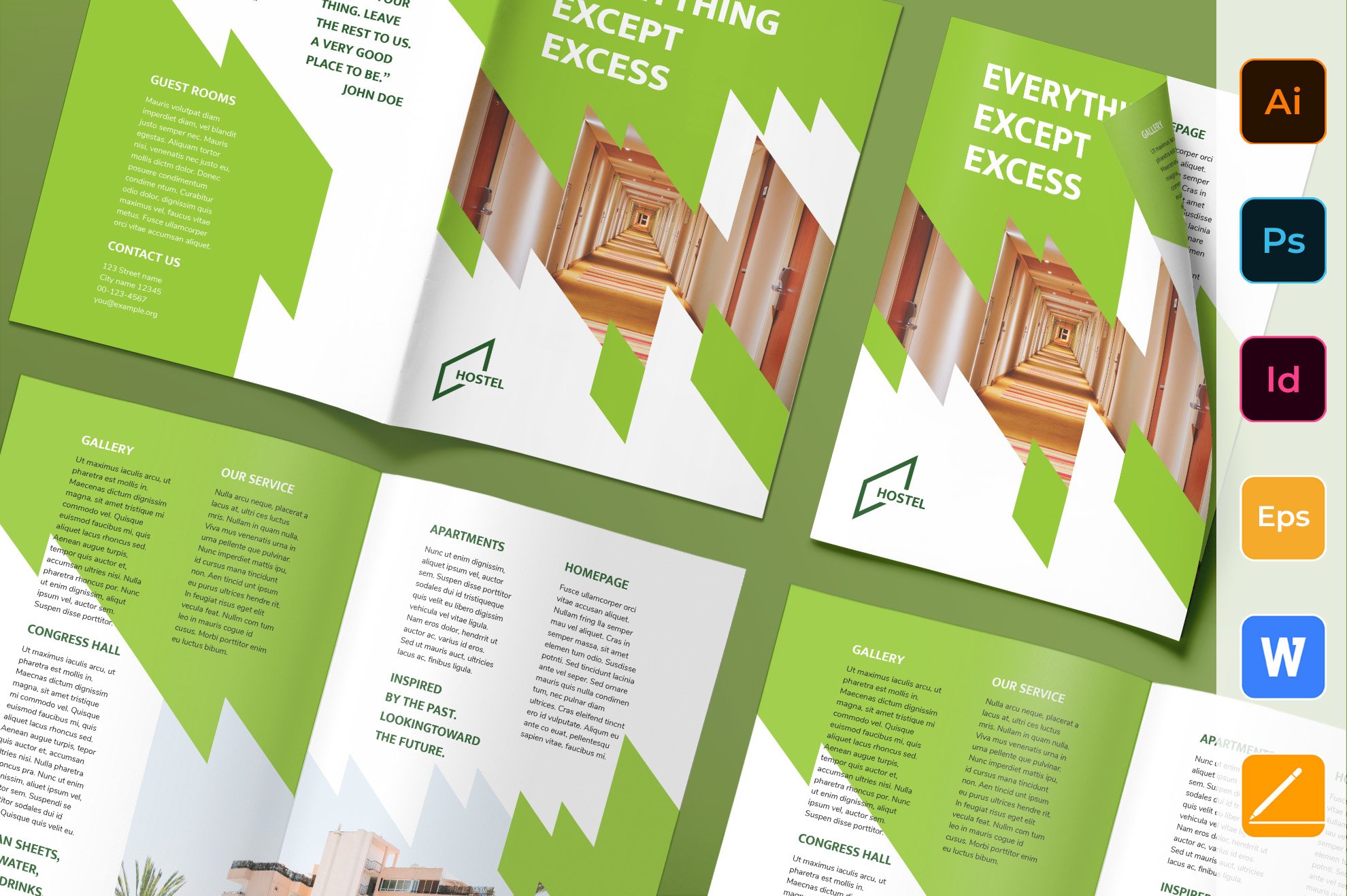 Hostel Brochure Bifold (437748) | Brochures | Design Bundles