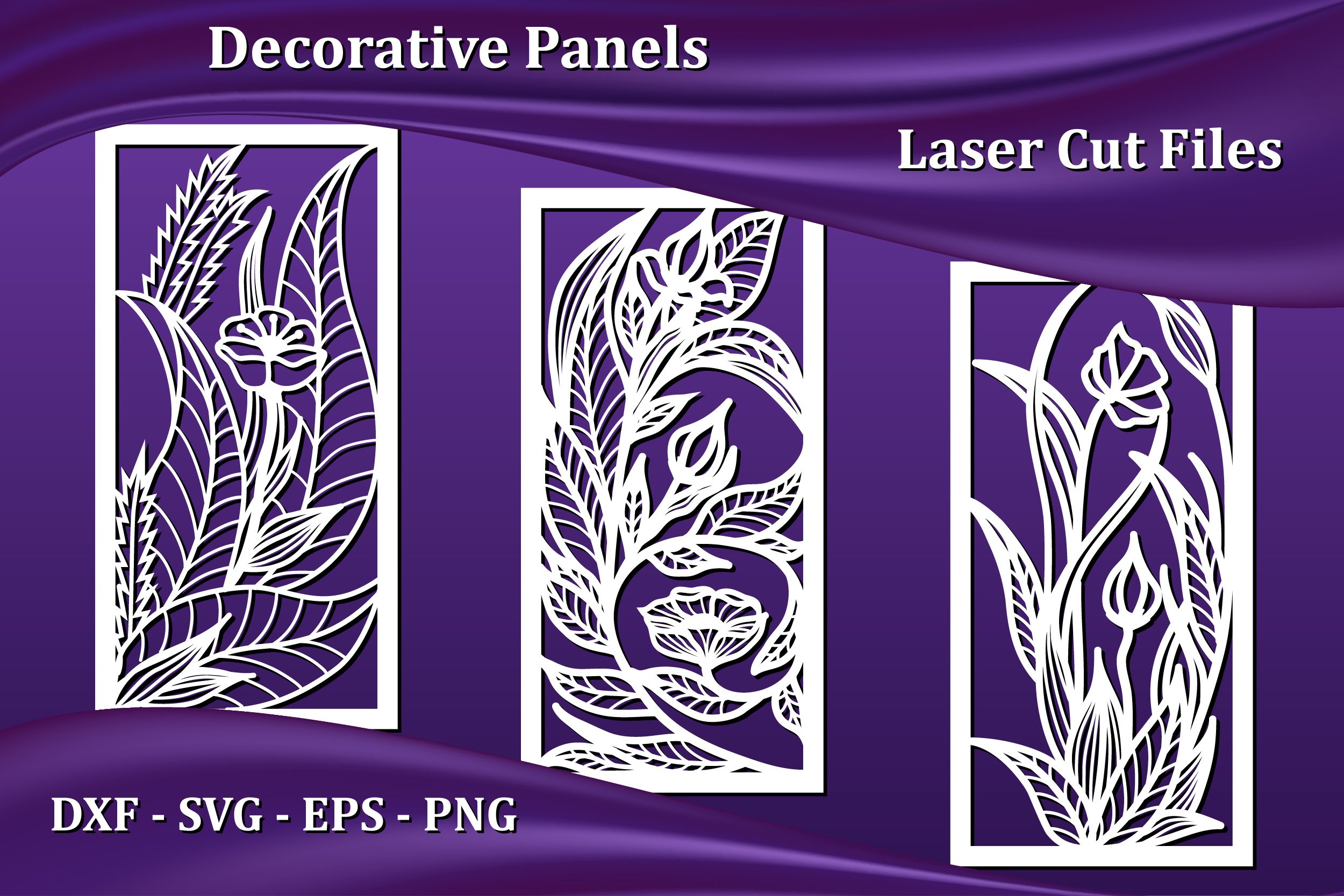 Decorative panels, laser cut files for Cnc. Floral pattern (801419 ...