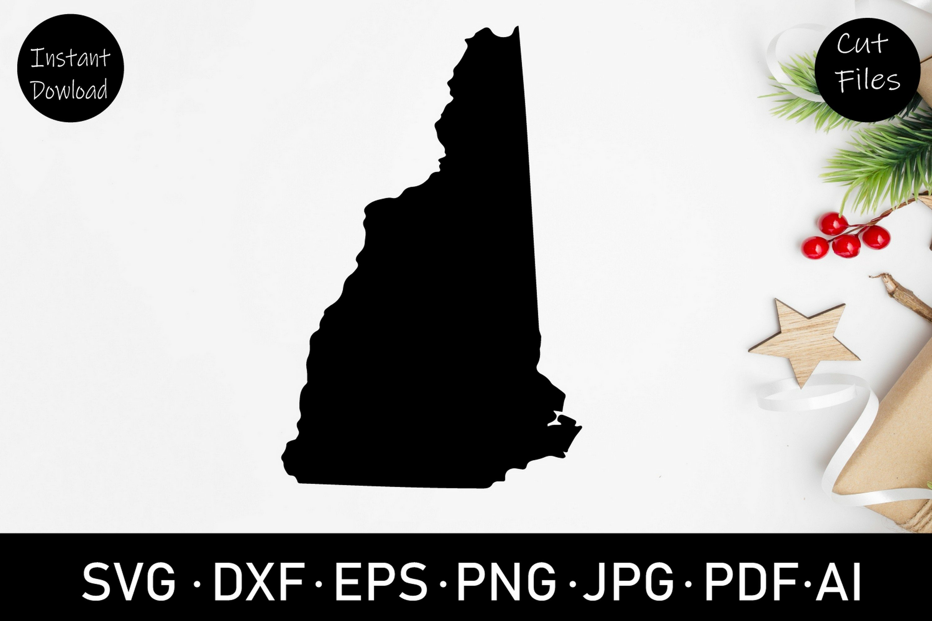 New Hampshire svg, New Hampshire silhouette, SVG, DXF, PNG (1320329 ...