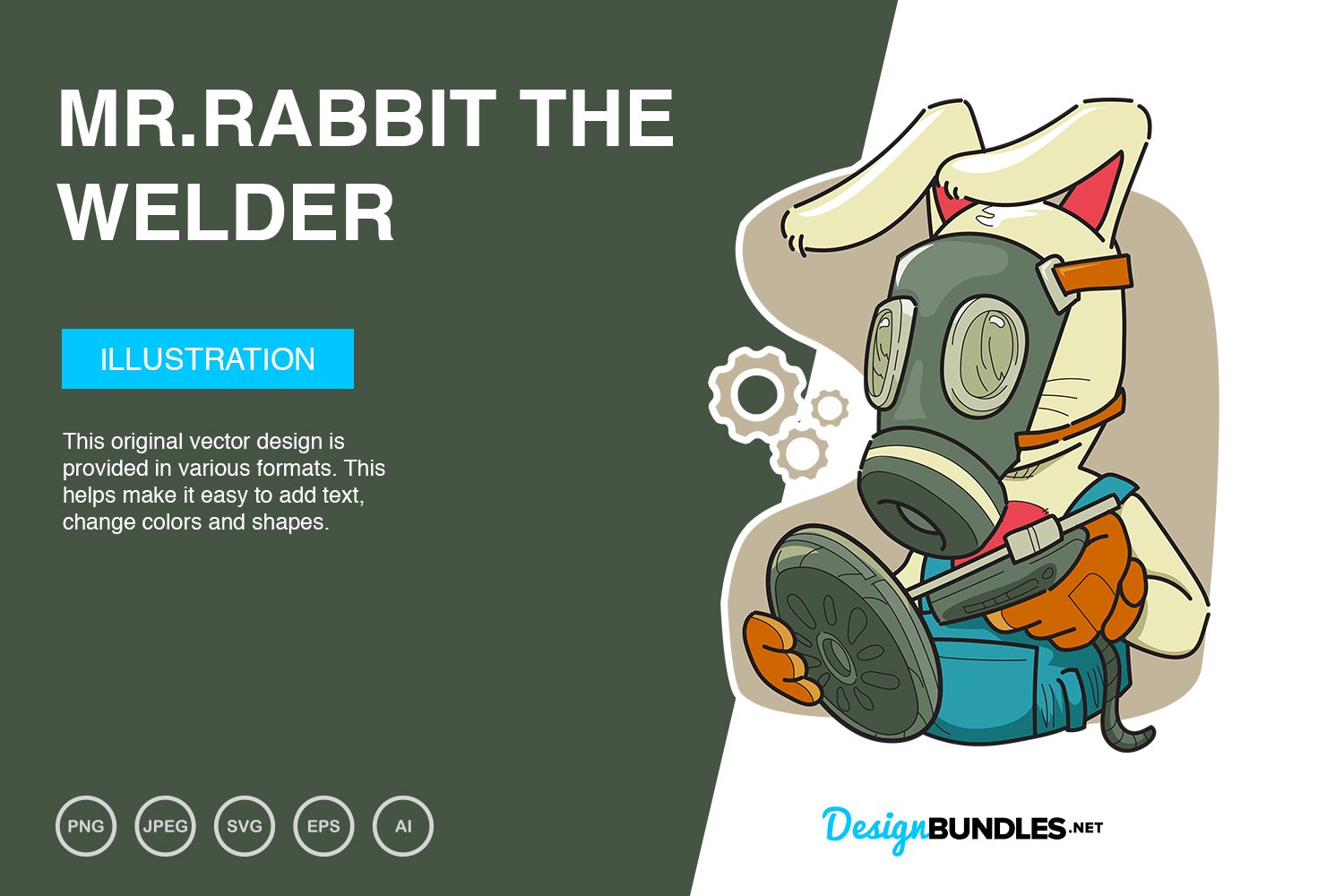 Mr. Rabbit The Welder Vector Illustration
