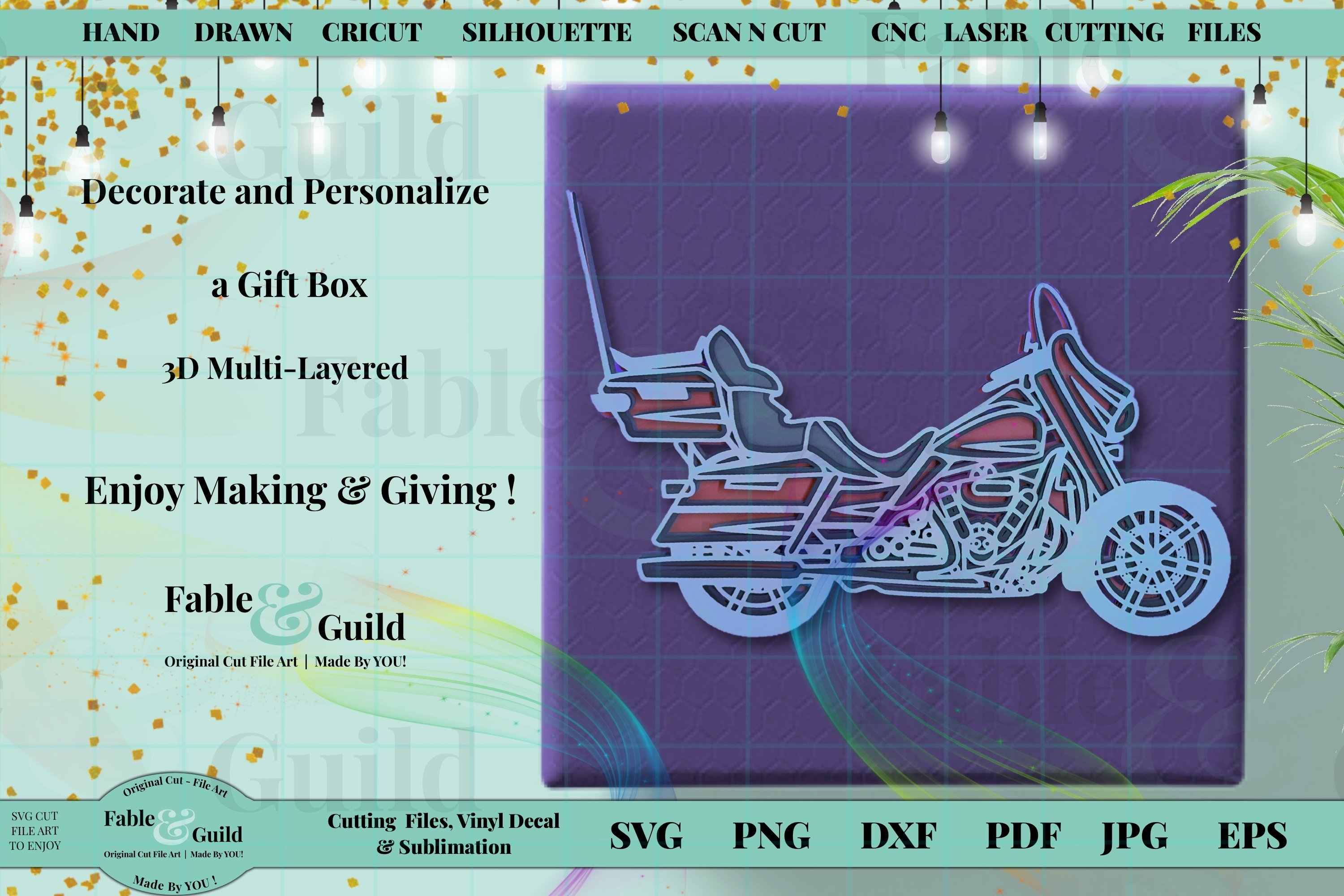 Motorbike Motorcycle 3d Layered cut file for Cricut ScanNCut (1123712 ...