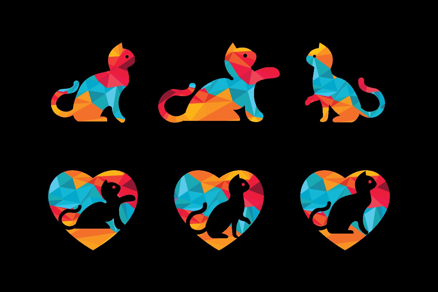 Cat logo set design. (176298) | Logos | Design Bundles