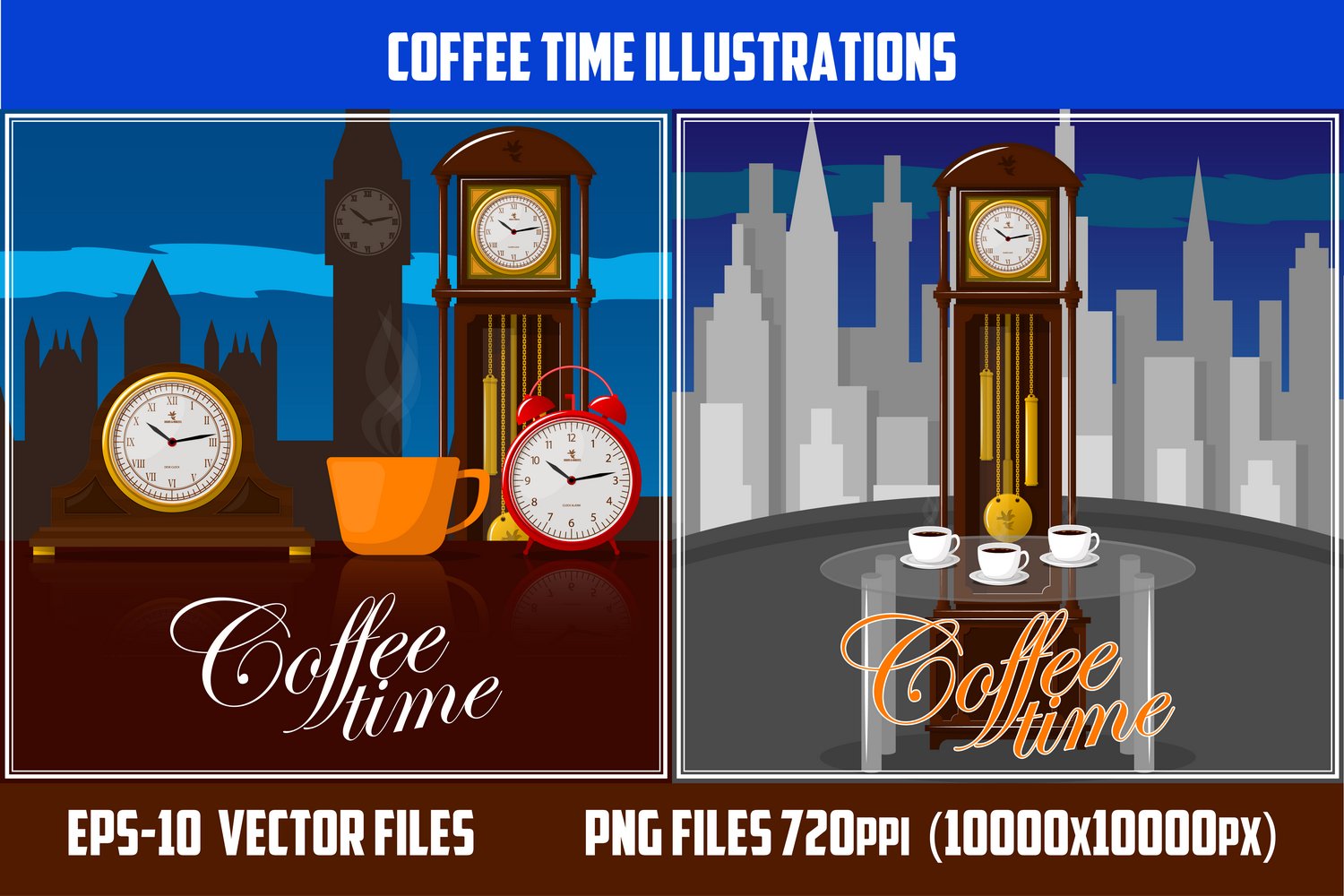 Coffee time theme illustration. (215747) | Illustrations | Design Bundles