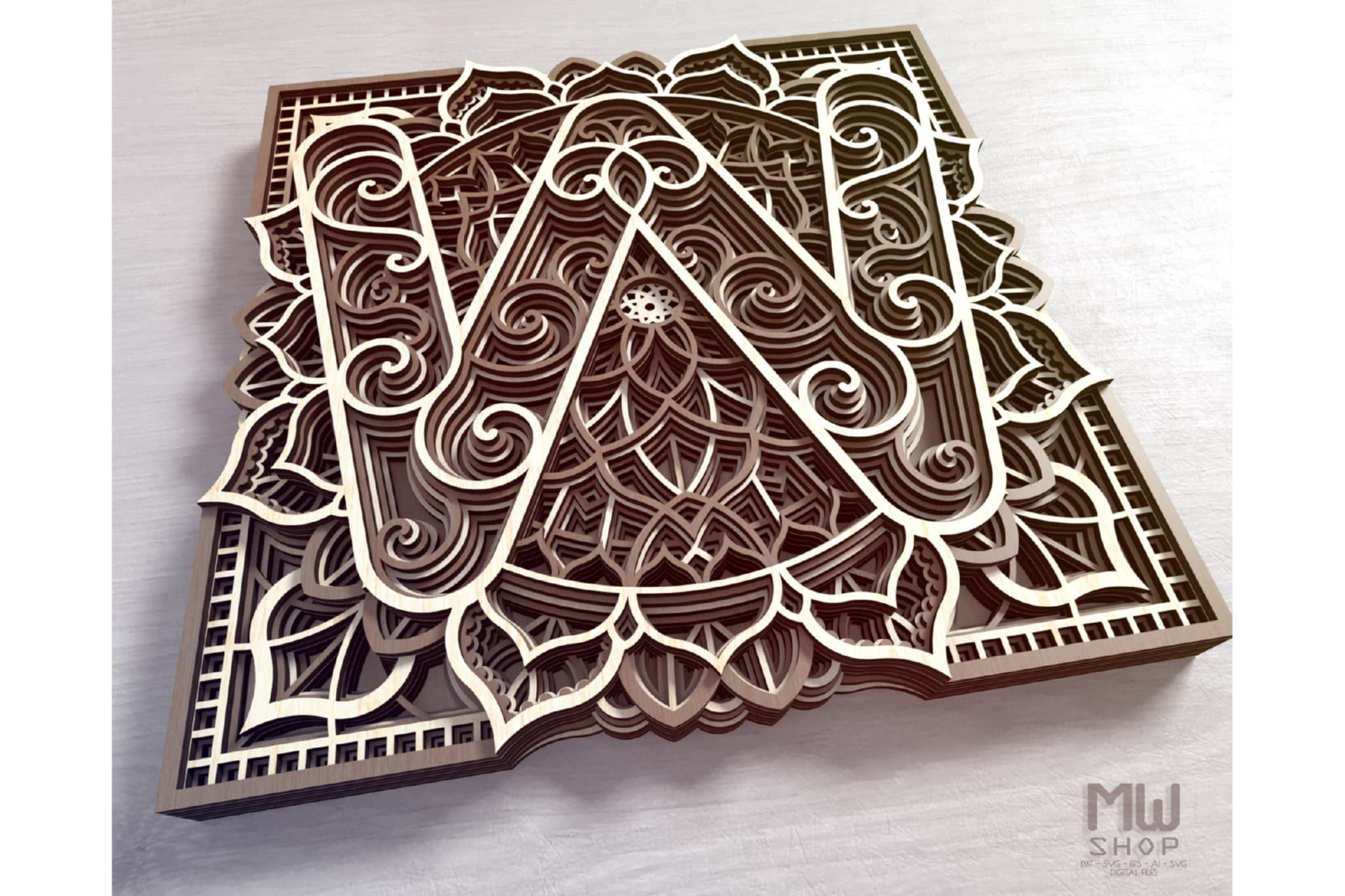 Mandala Letter W, Layered letters SVG, Multilayer Letters (580201 ...