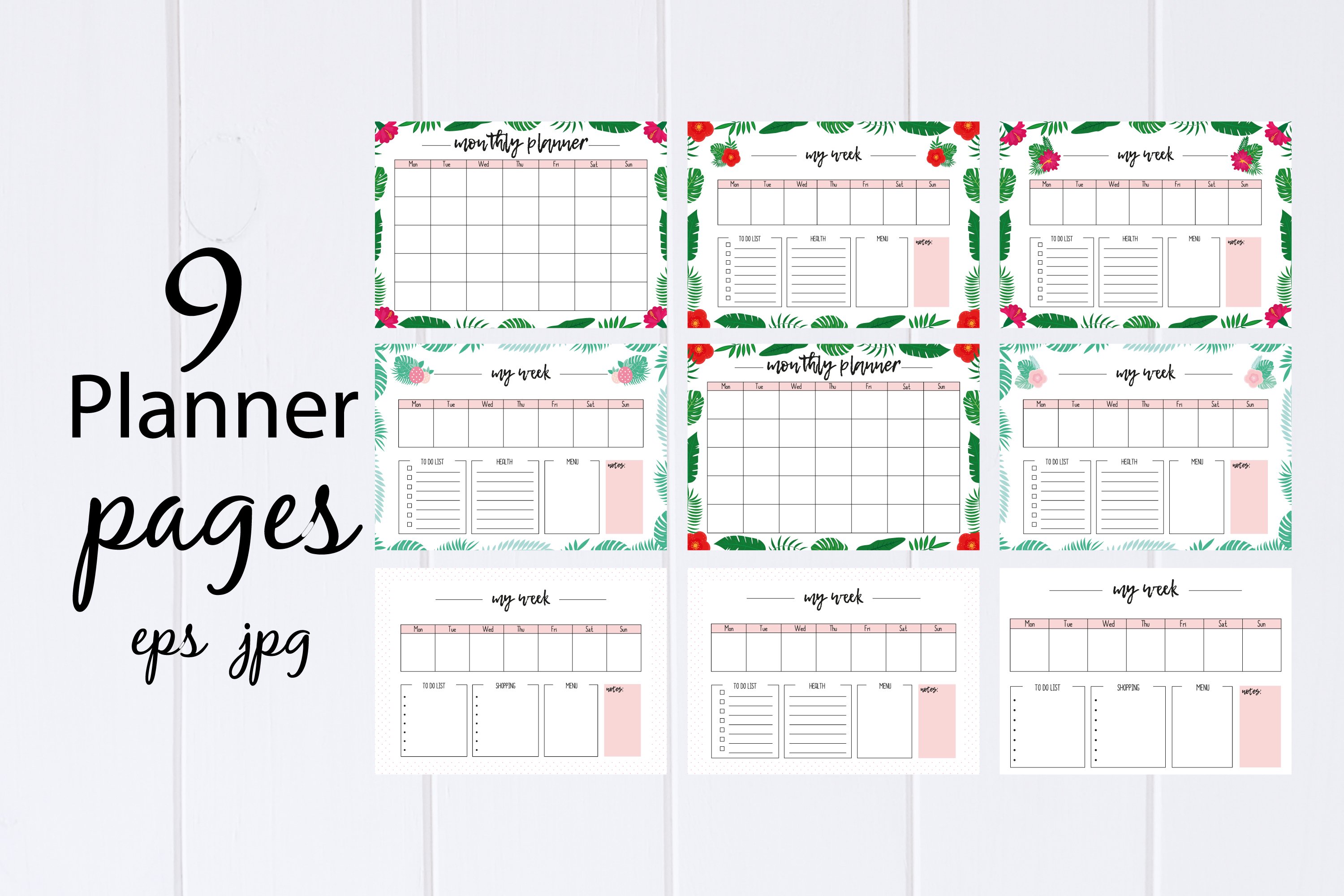 Planner pages A4 size, printable digital templates bundle (668566 ...
