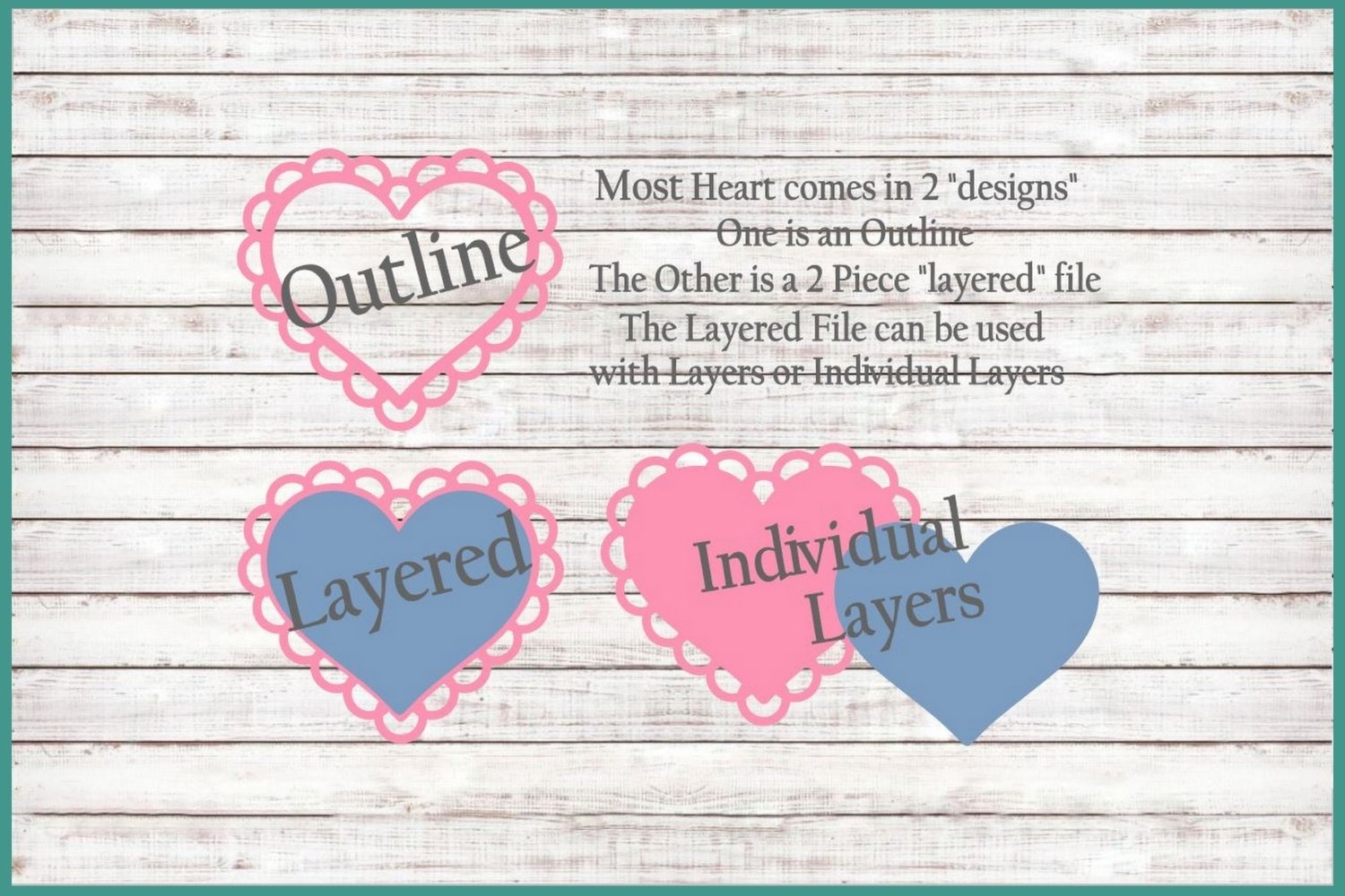 Hearts 01 Scallop BUNDLE of 36 Valentine Love SVG Cut File (418605 ...