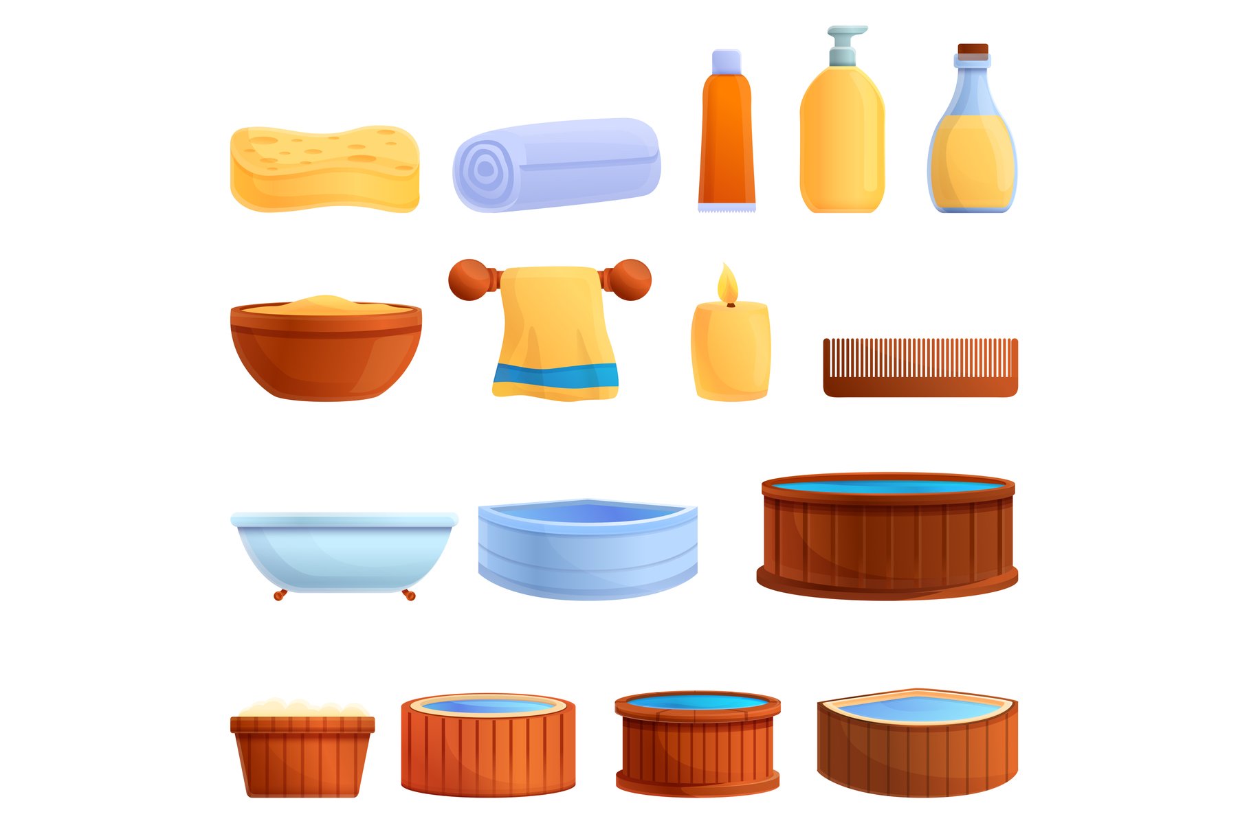 Jacuzzi icons set, cartoon style (569211) | Illustrations | Design Bundles