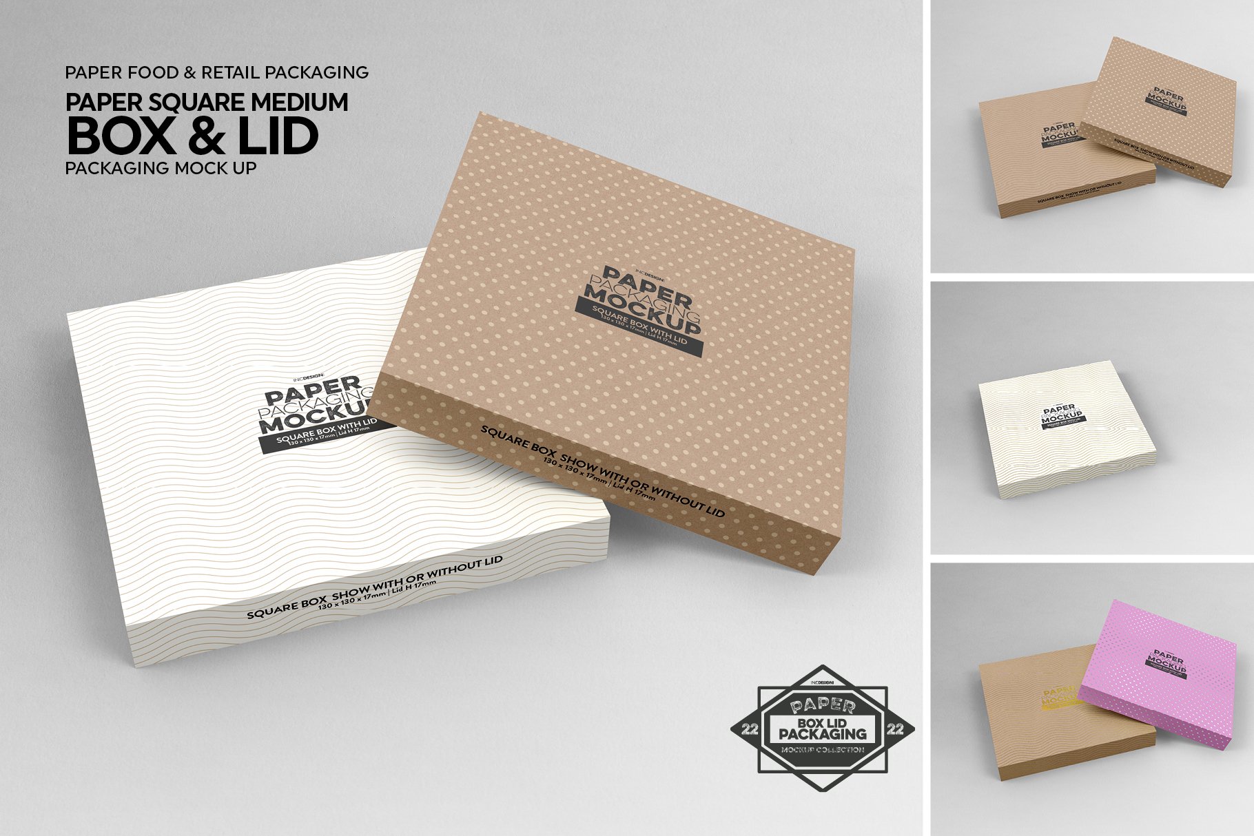 VOL. 22 Paper Box & Lid Packaging Mockups (647581) | Branding | Design ...