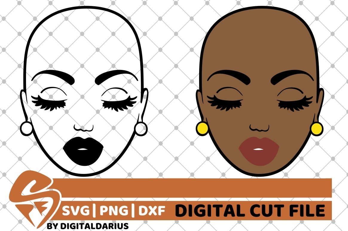 2x Pretty Bald Woman svg, Melanin Girl vector, Hairstyle svg (483454 ...