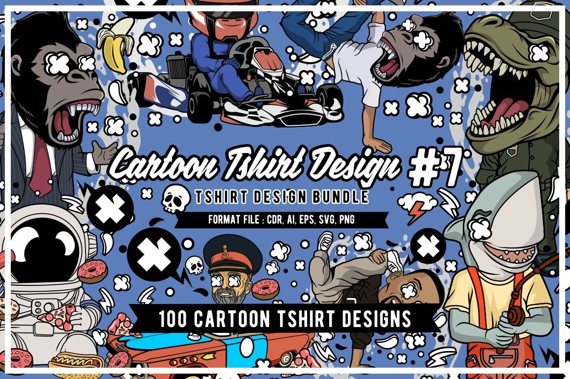 Cartoon Vector #7 Tshirt Design Bundle (622178) | Illustrations ...
