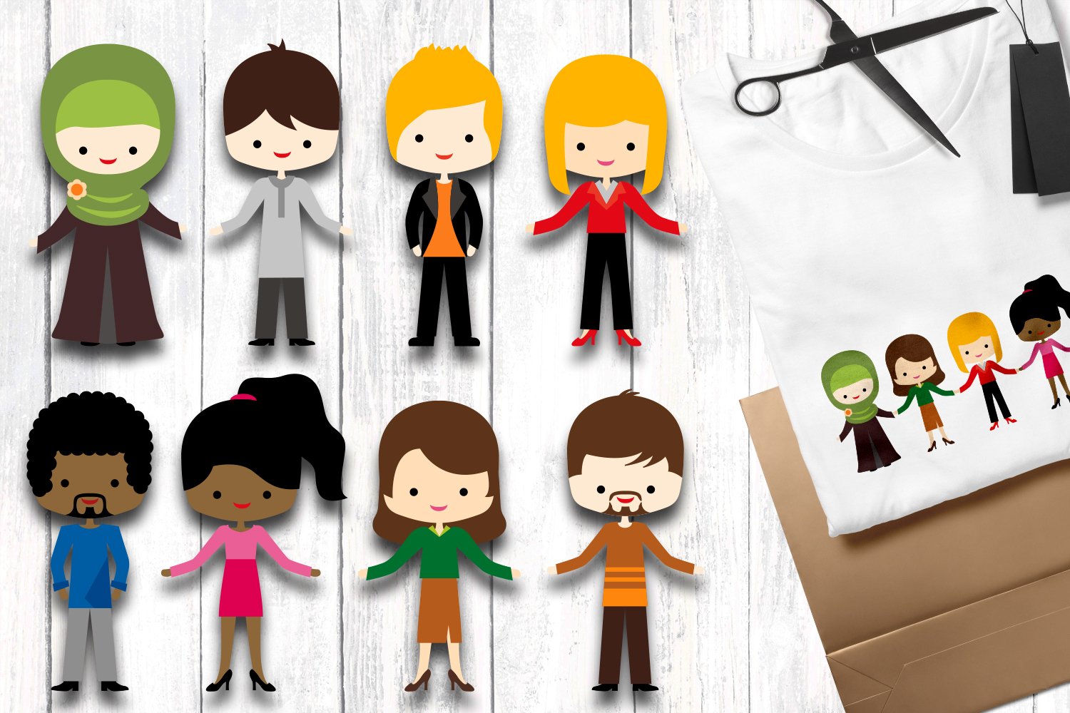 Multiracial people, anti-racism illustrations bundle (681441 ...