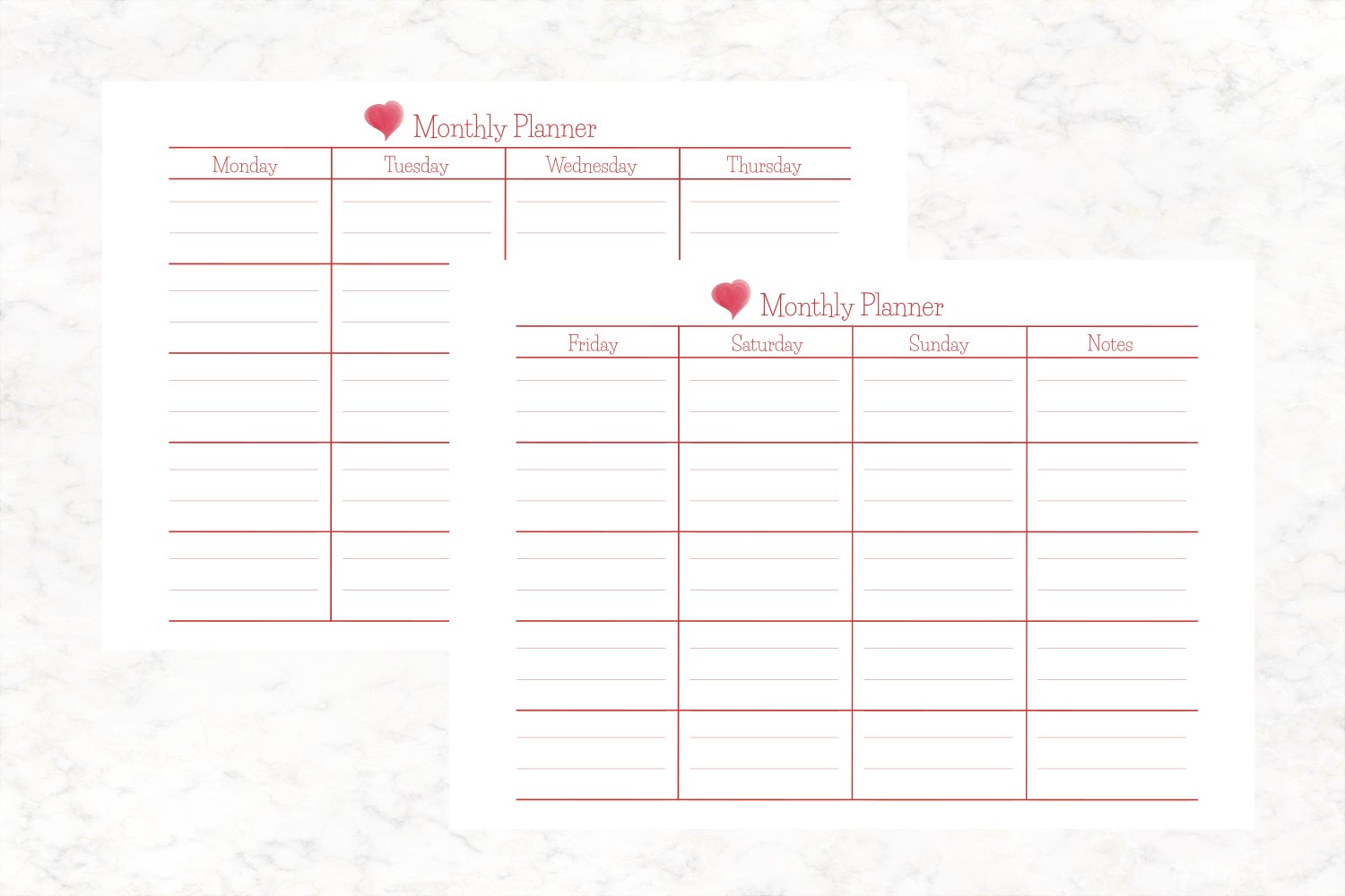 Watercolor Heart Digital Planners