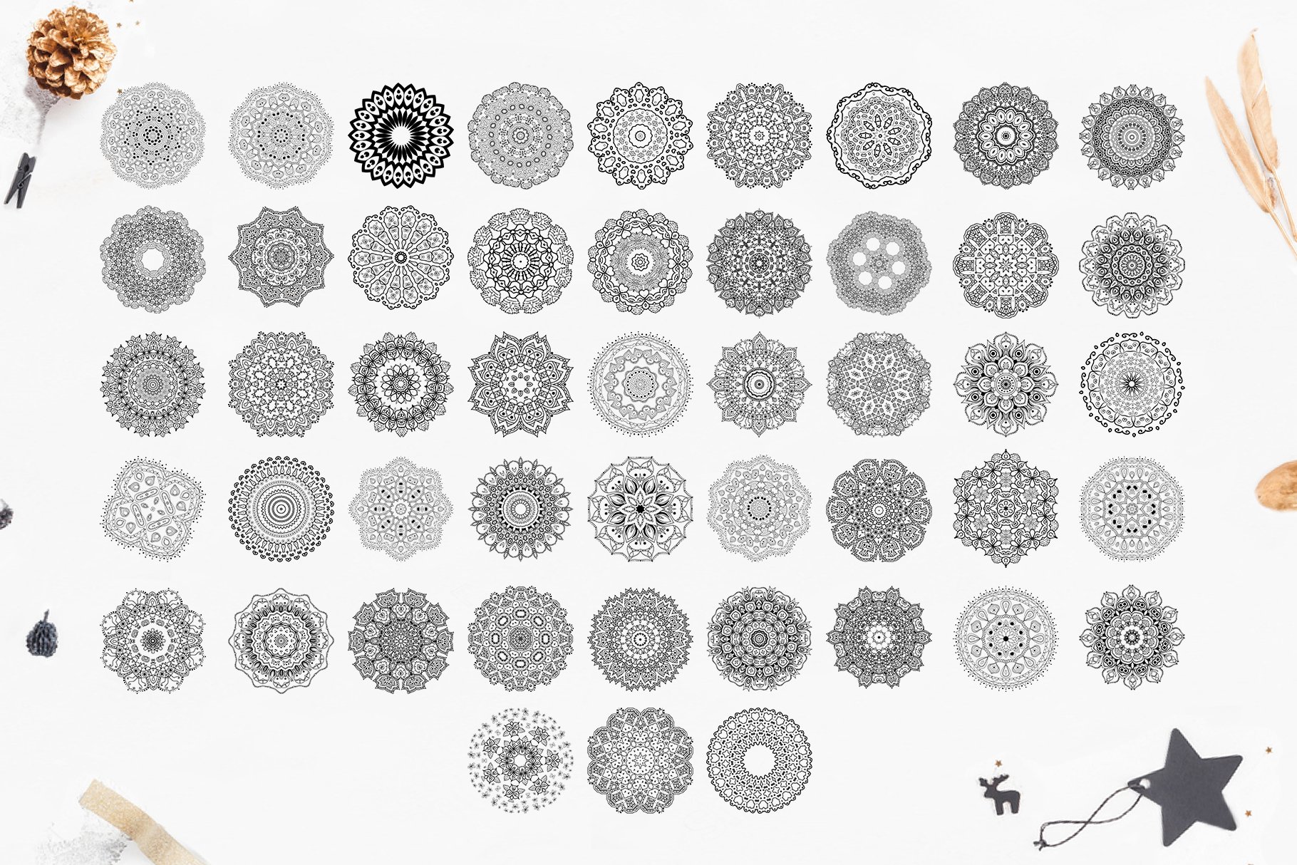 280 Ethnic MANDALAS square and round (104121) | Illustrations | Design ...