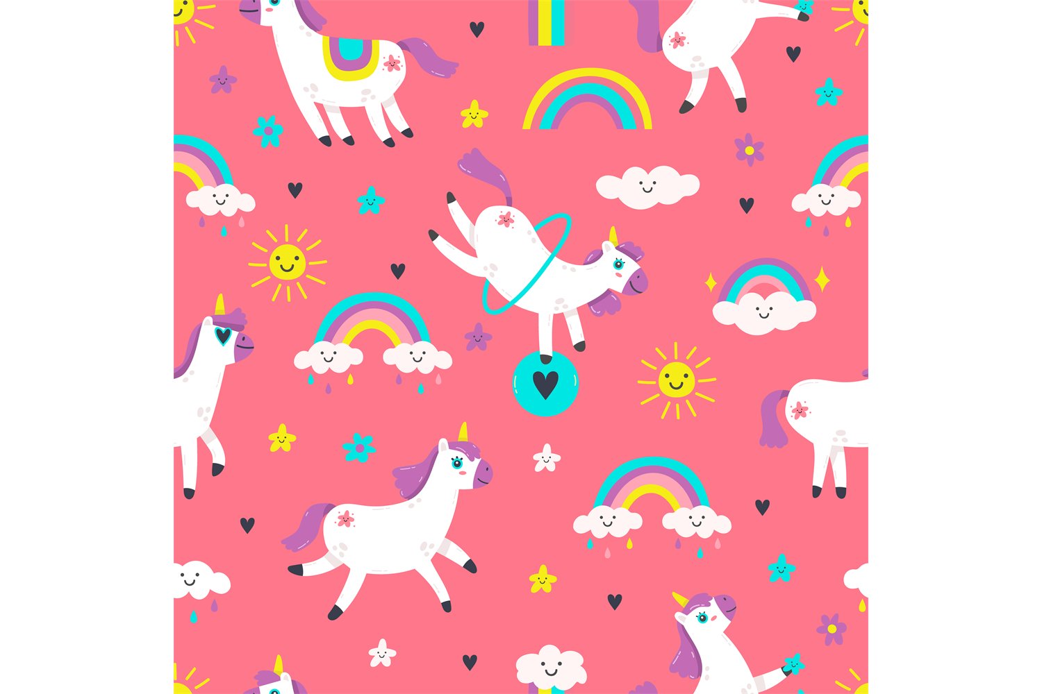 Unicorn seamless pattern. Cute fairytale animals, pony unico (1112028 ...