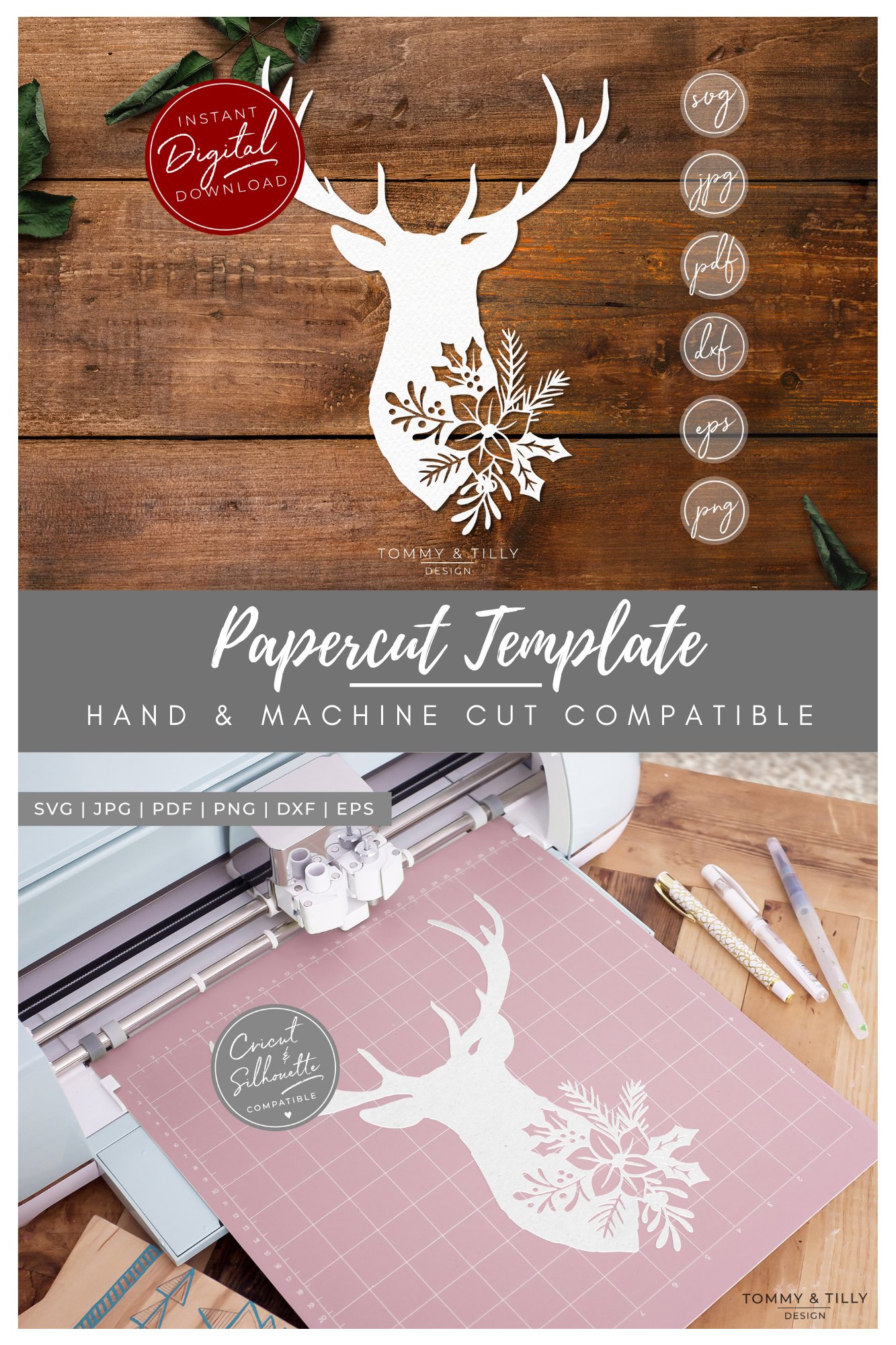 Stag Head No.1 - SVG EPS DXF PNG PDF JPG Cut File (372062) | SVGs ...