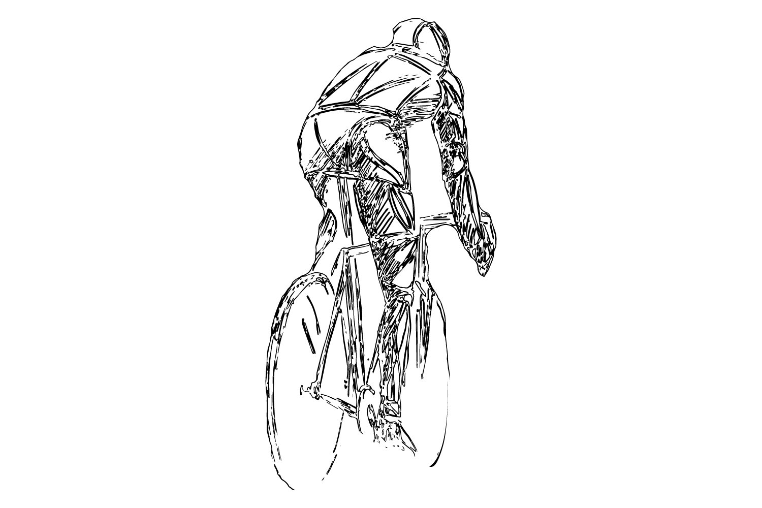 geometric bicyclist, cyclist, cycle sketch isolated. (1800085 ...