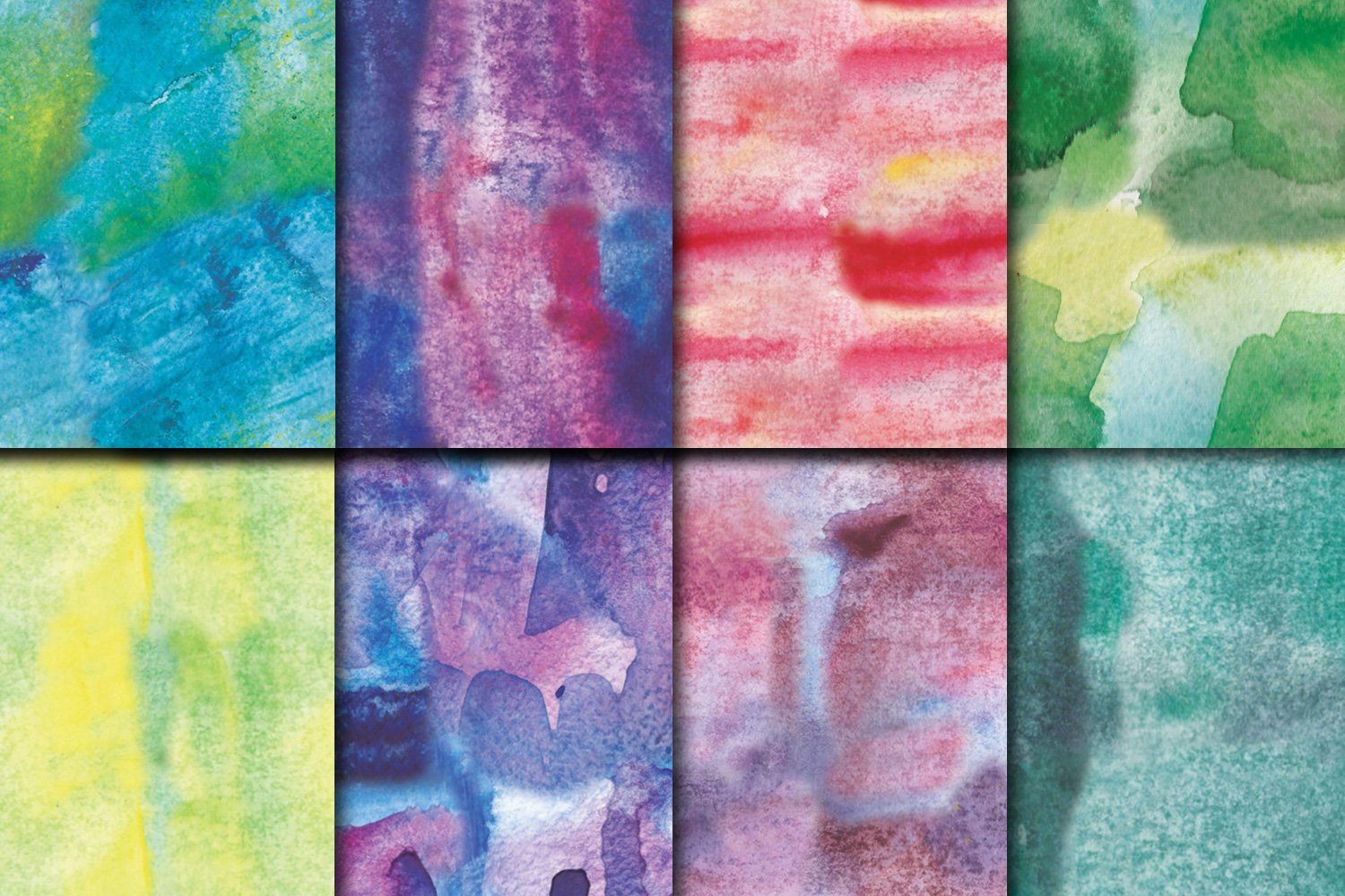 Colorful Watercolor Textures seamless digital paper pack (25723 ...