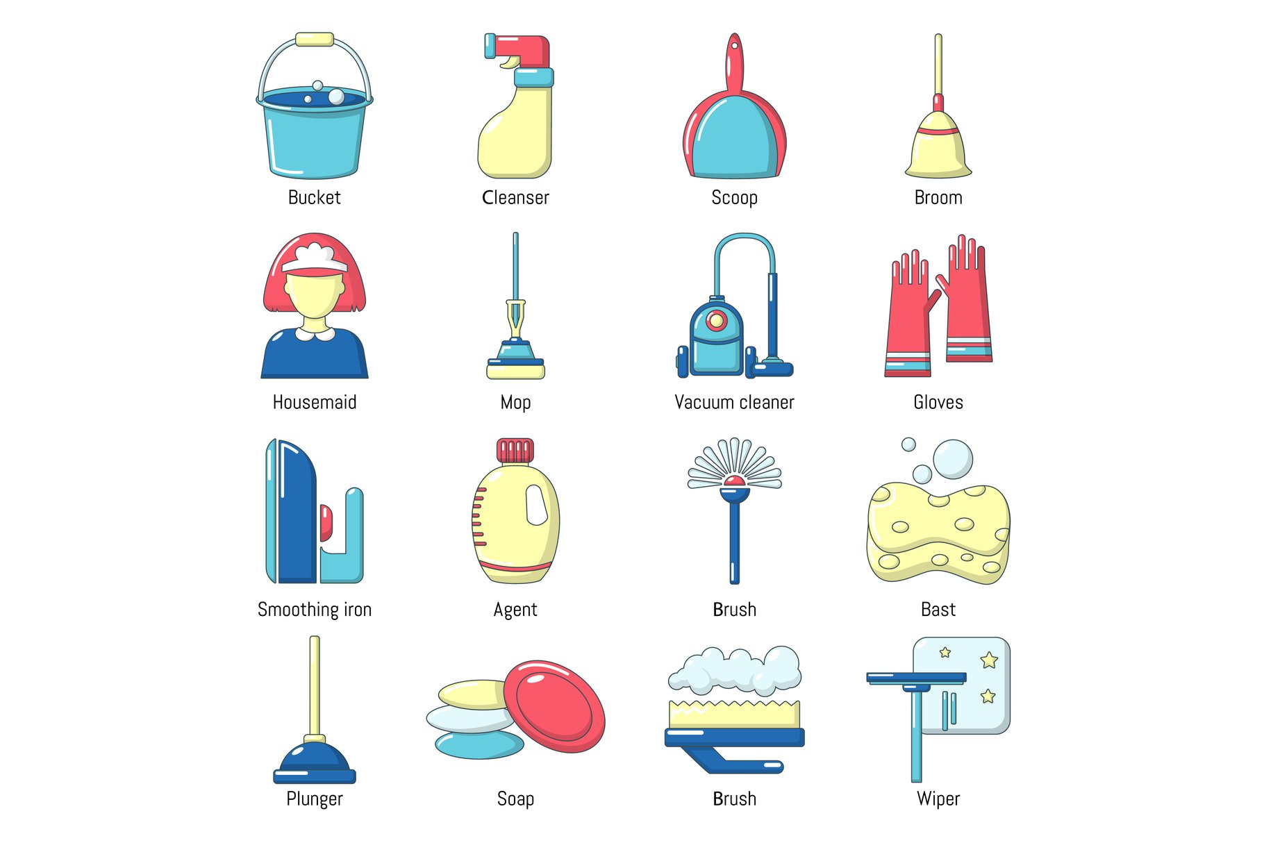 Cartoon Cleaning Tools