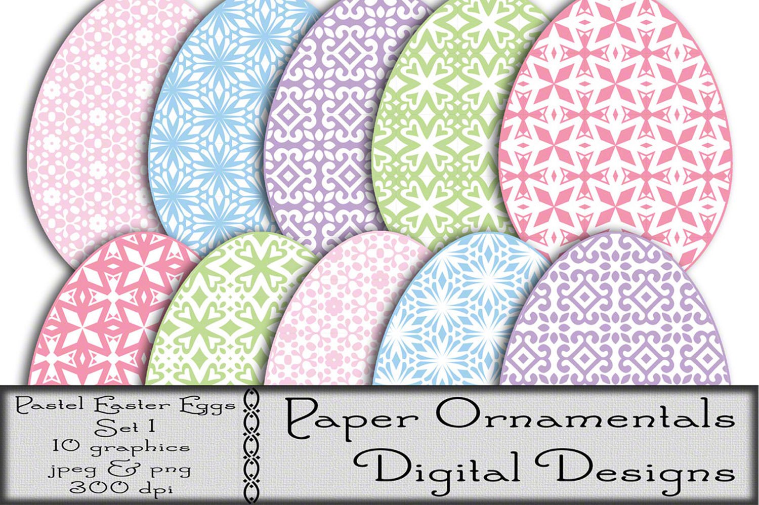 Easter Clip Art, Patterned Pastel Easter Eggs (514816) | Illustrations ...