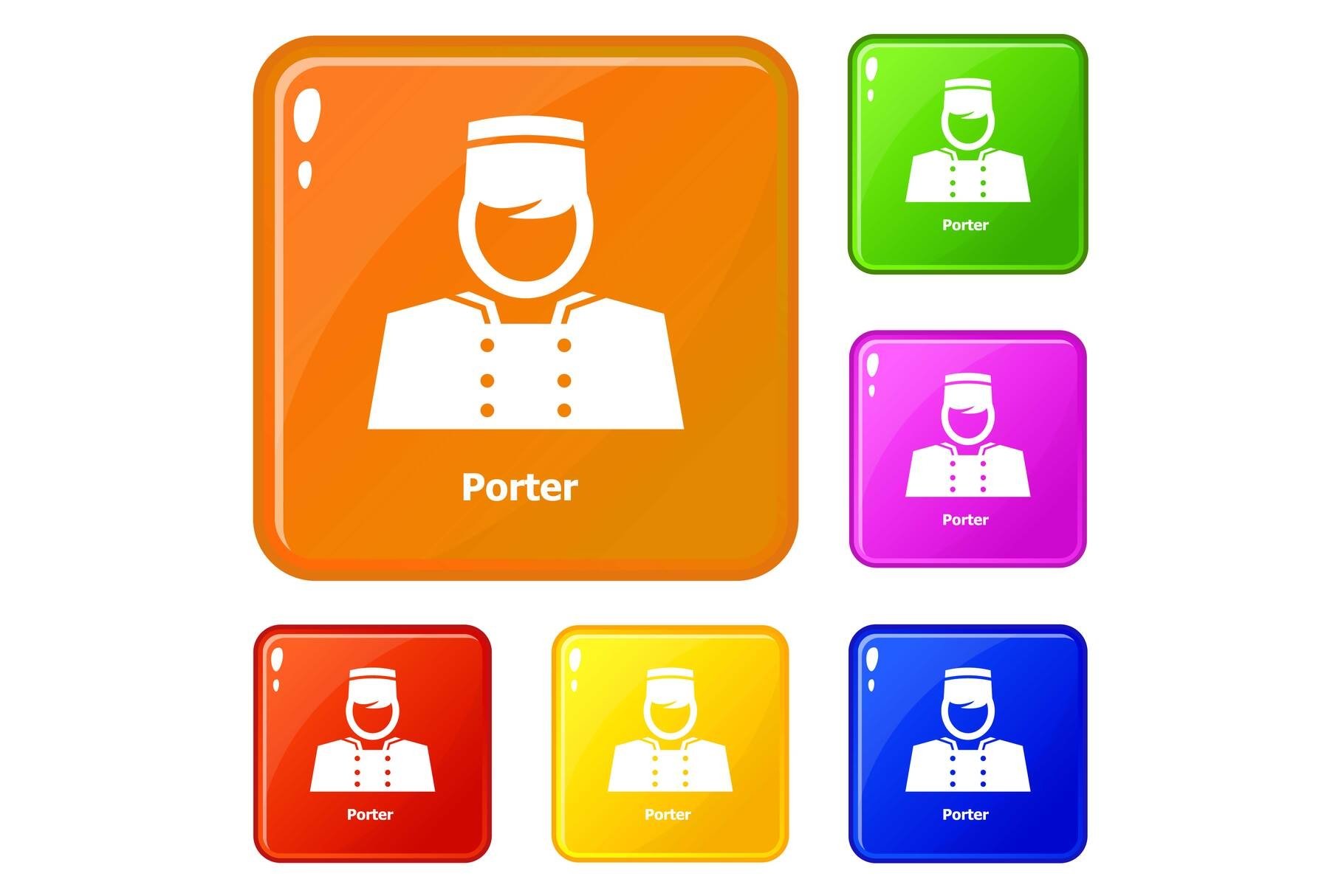 Porter icons set vector color (508691) | Icons | Design Bundles