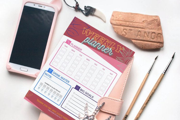 Weekly Goal Planner Page, CUSTOMIZABLE CANVA TEMPLATE