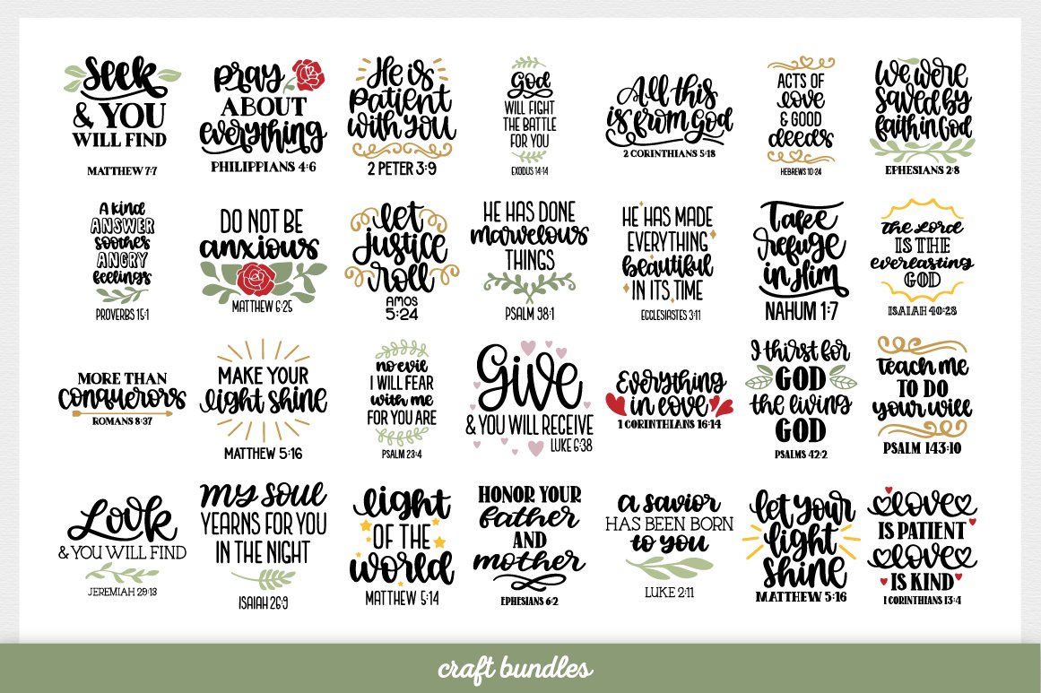 Bible Verses SVG Bundle (540414) | Hand Lettered | Design Bundles