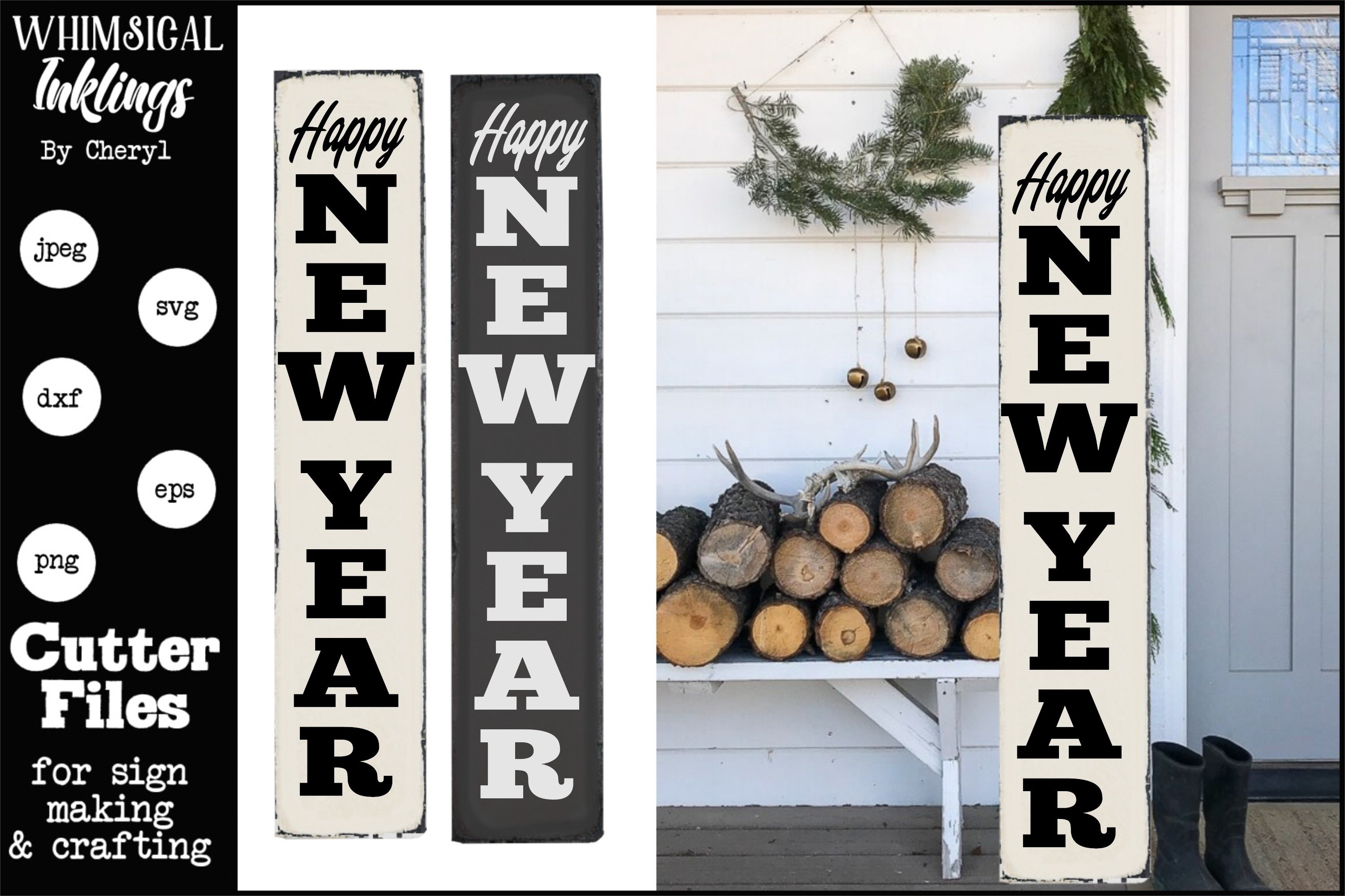 Happy New Year-Vertical SVG (374041) | SVGs | Design Bundles