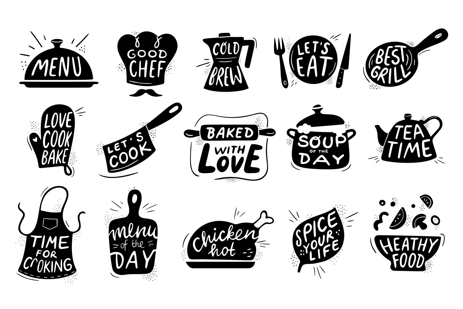 Kitchen food lettering. Gourmet cooking foods badge, chicken (997555 ...
