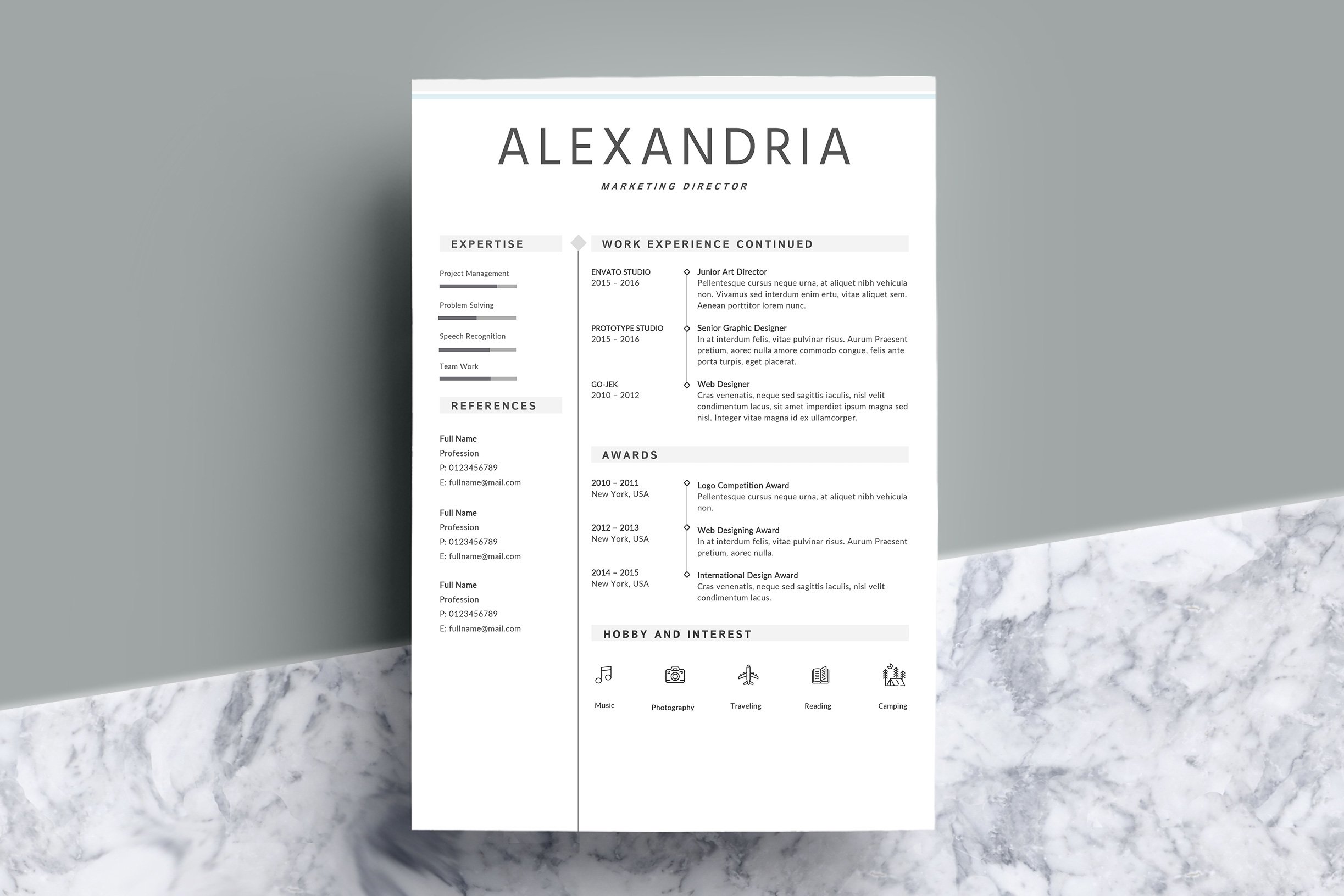 Minimalist Resume Template (108730) | Resume Templates | Design Bundles
