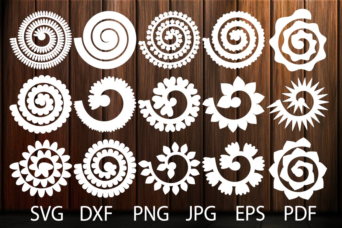 Rolled Paper Flower Templates SVG 3D Rose SVG Origami Rose 212008 