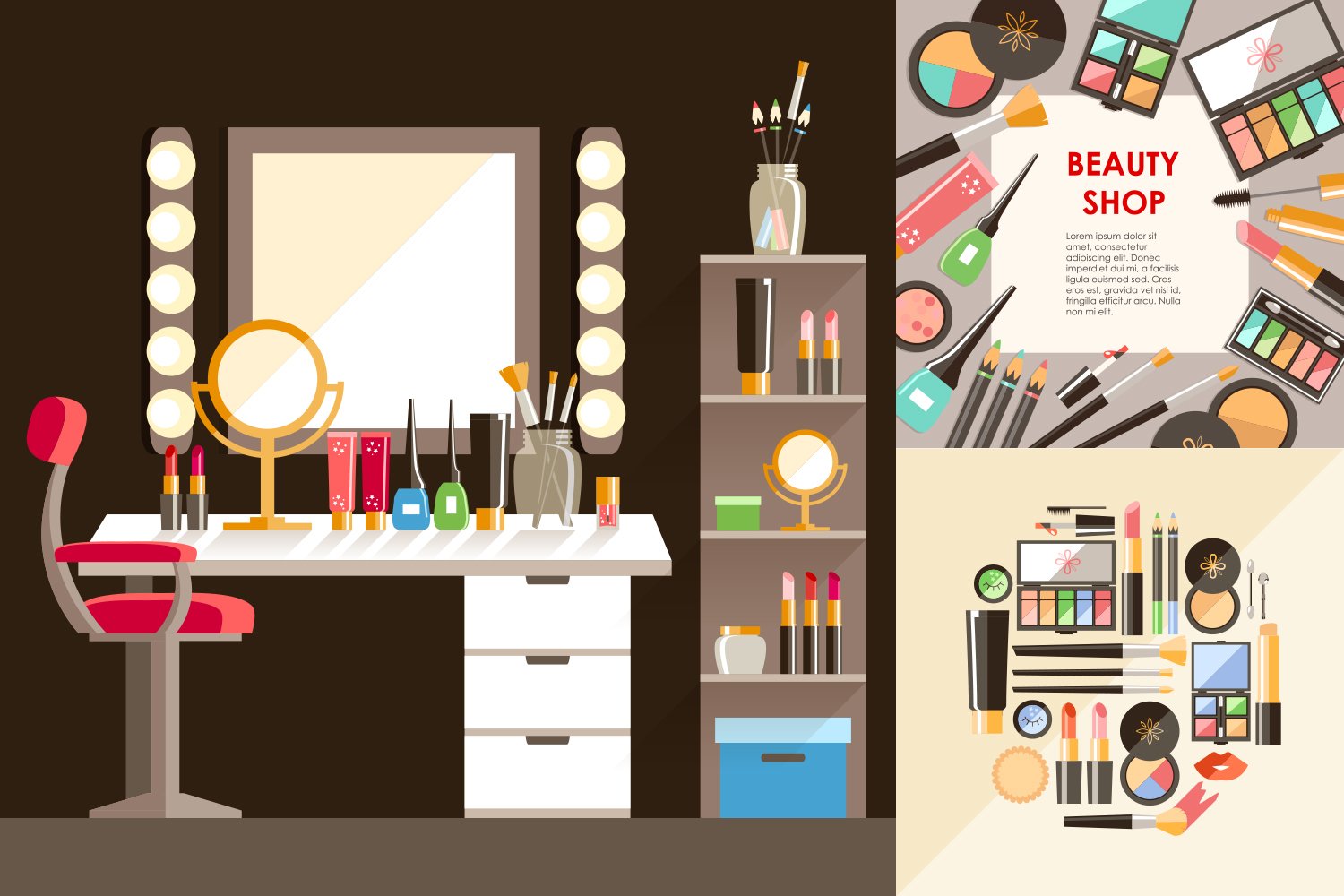 Flat vector cosmetics and makeup (27109) | Illustrations | Design Bundles