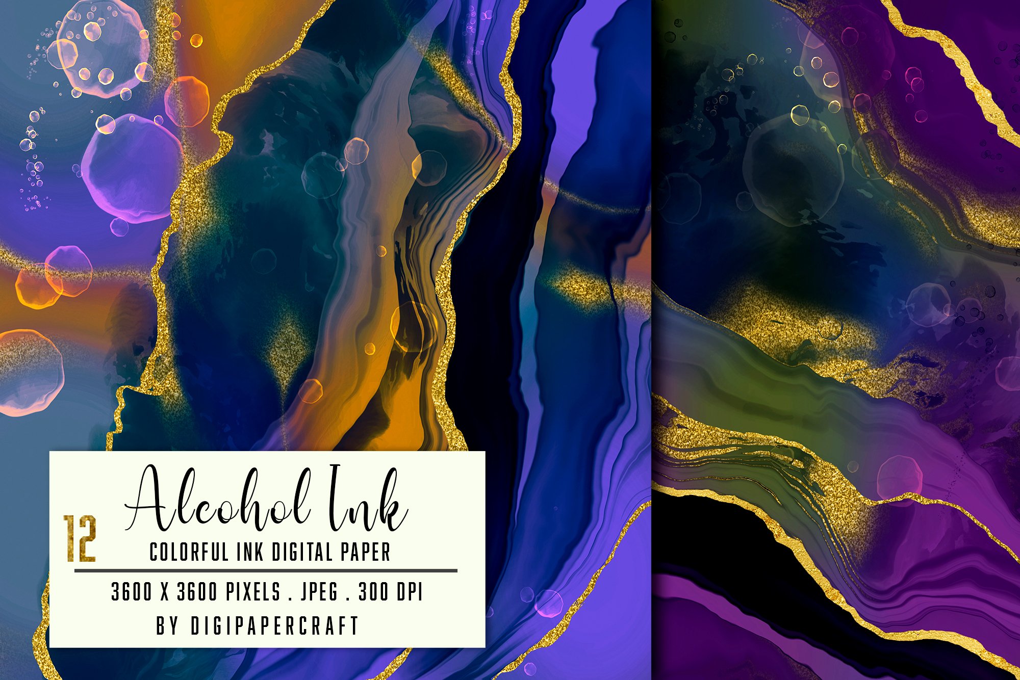 Alcohol Ink Digital Paper, Colorful Watercolor backgrounds (906499 ...