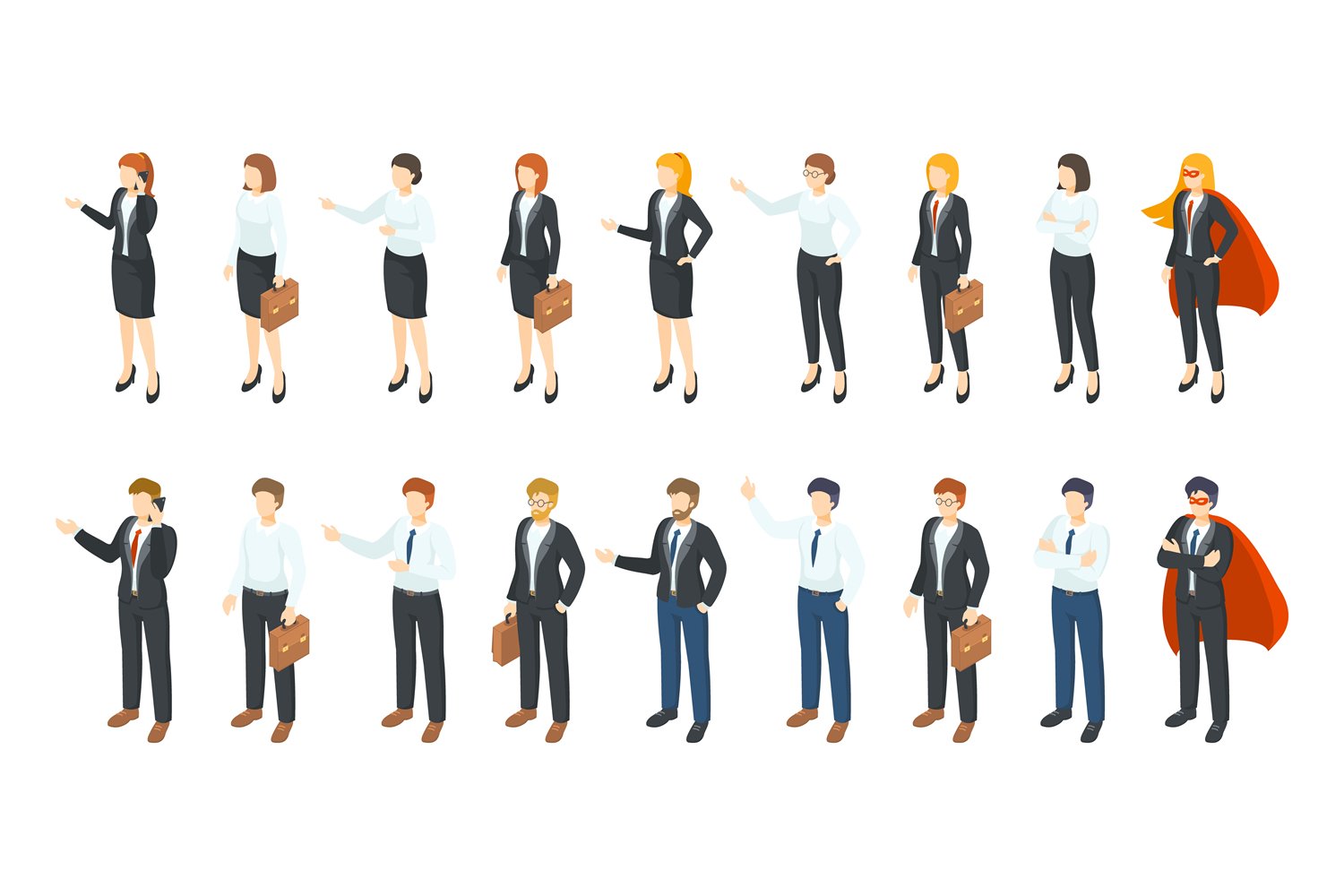 Isometric businessmen. Office employee 3D characters, differ (1295951 ...