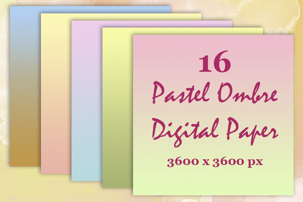 16 Pastel ombre digital paper pack Gradient background (266702 ...