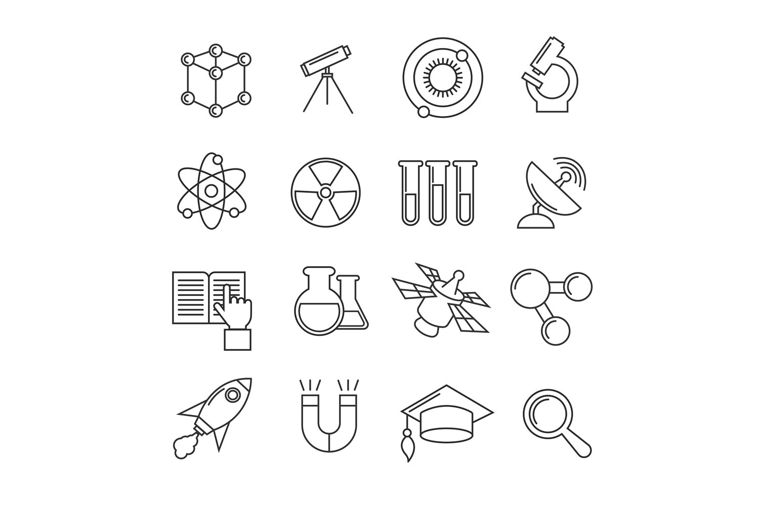 Science vector thin line icons set (764059) | Illustrations | Design ...