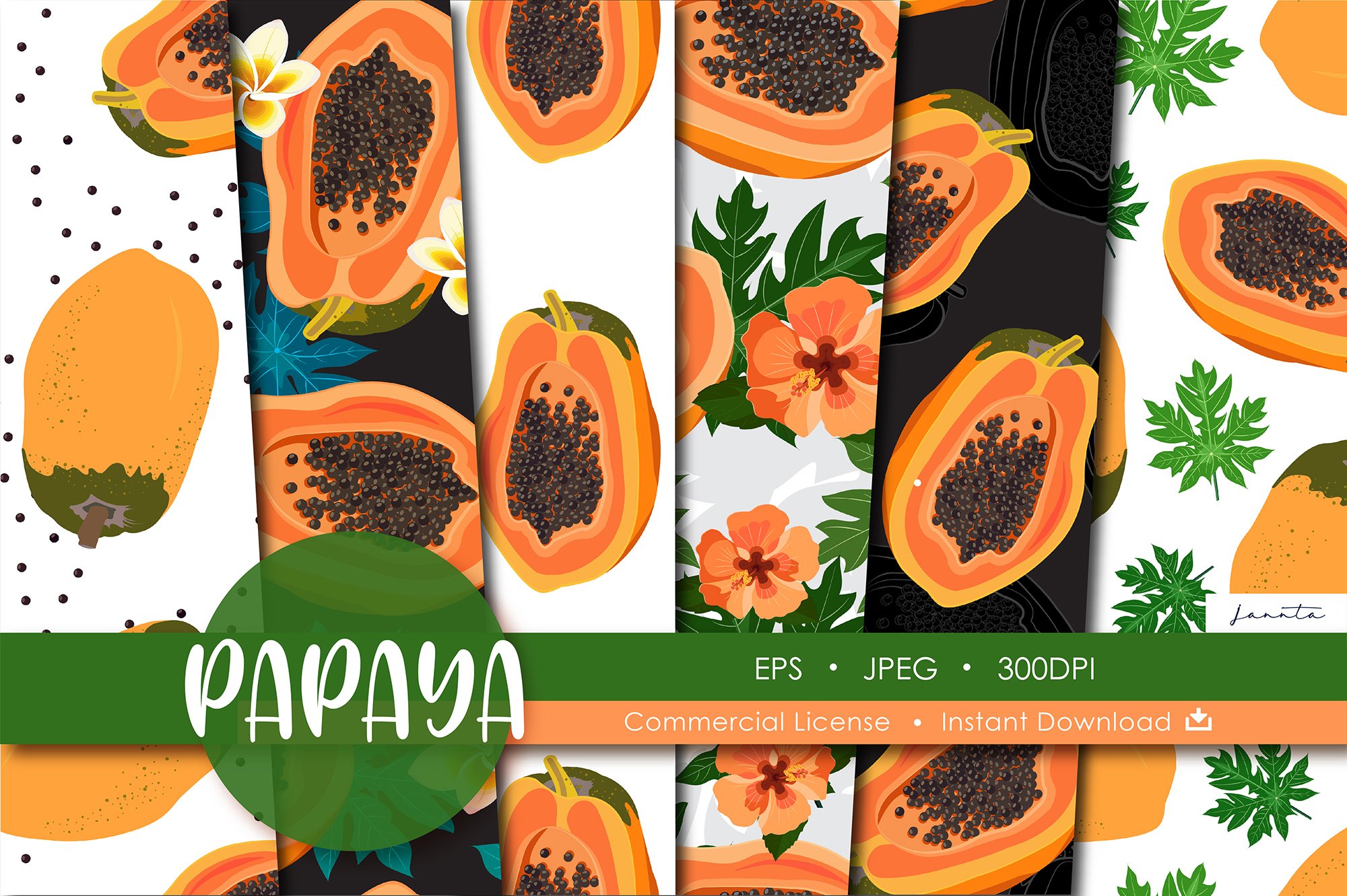 Papaya Seamless Pattern Fruit Background (1325494) | Patterns | Design ...