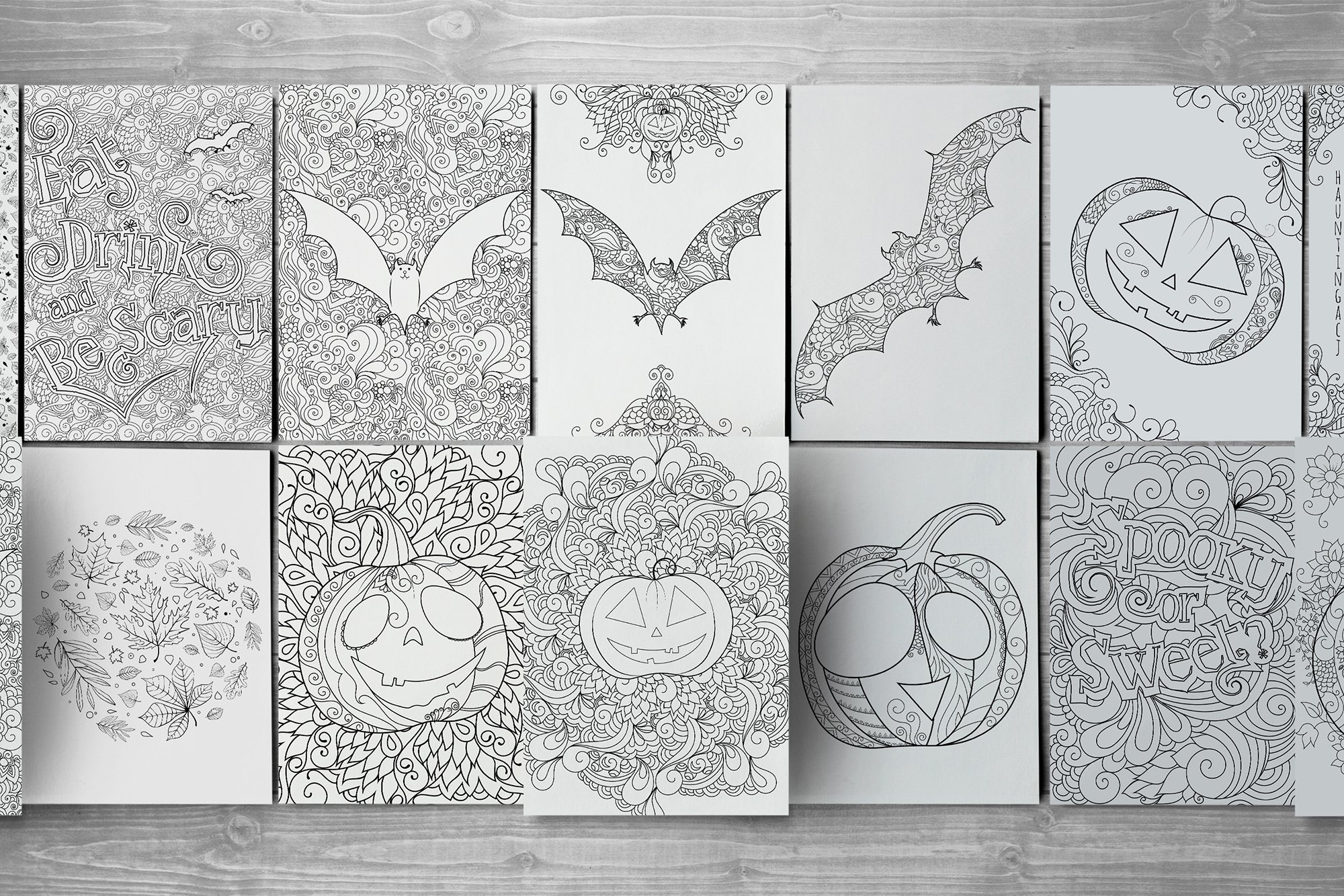 31 zentangle Halloween activity pages, mazes and colorings (956272 ...