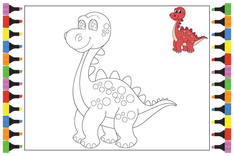 coloring dinosaur for kids, simple vector design (869059) | Printables ...