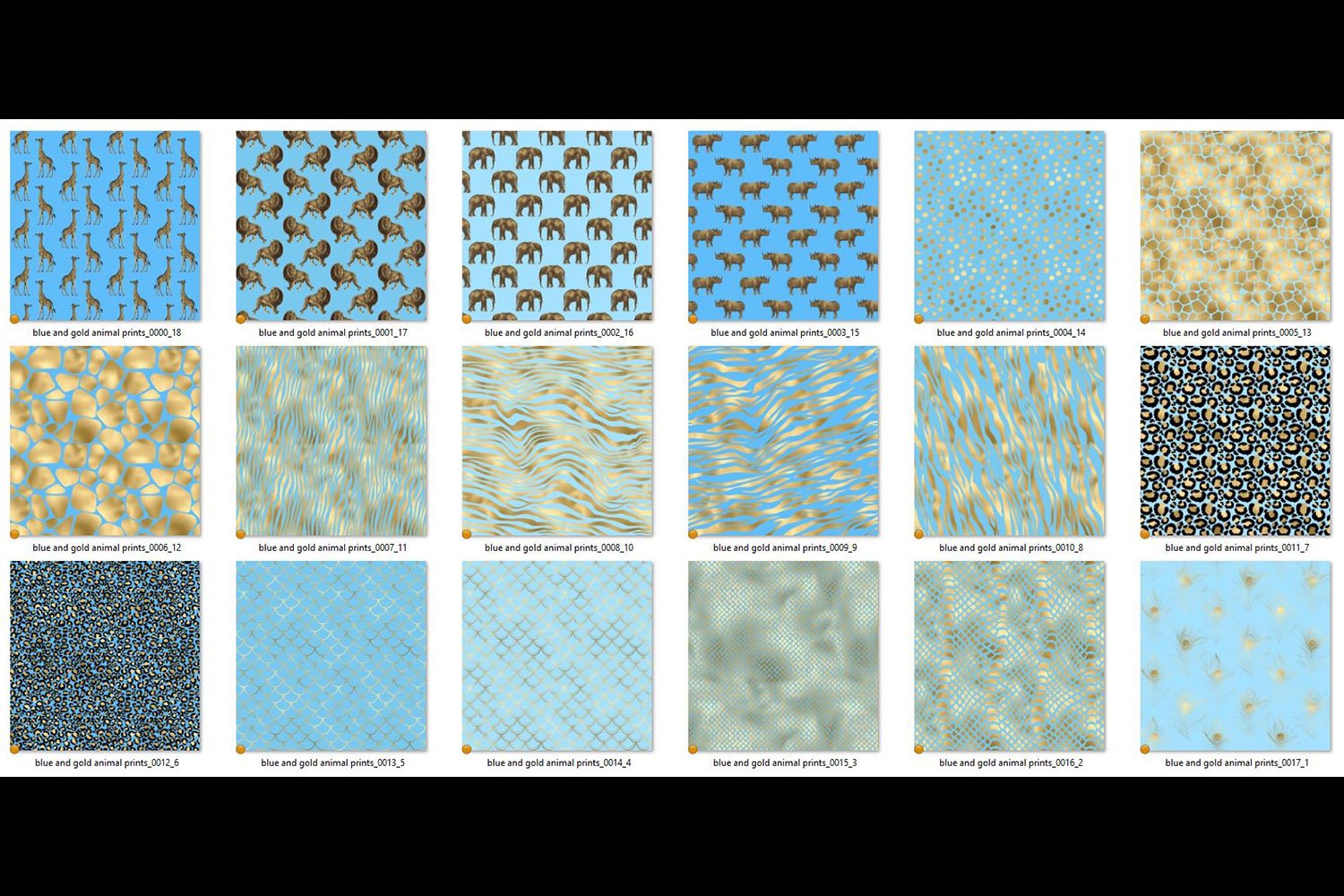 Blue and Gold Animal Print Digital Paper (114257) | Patterns | Design ...