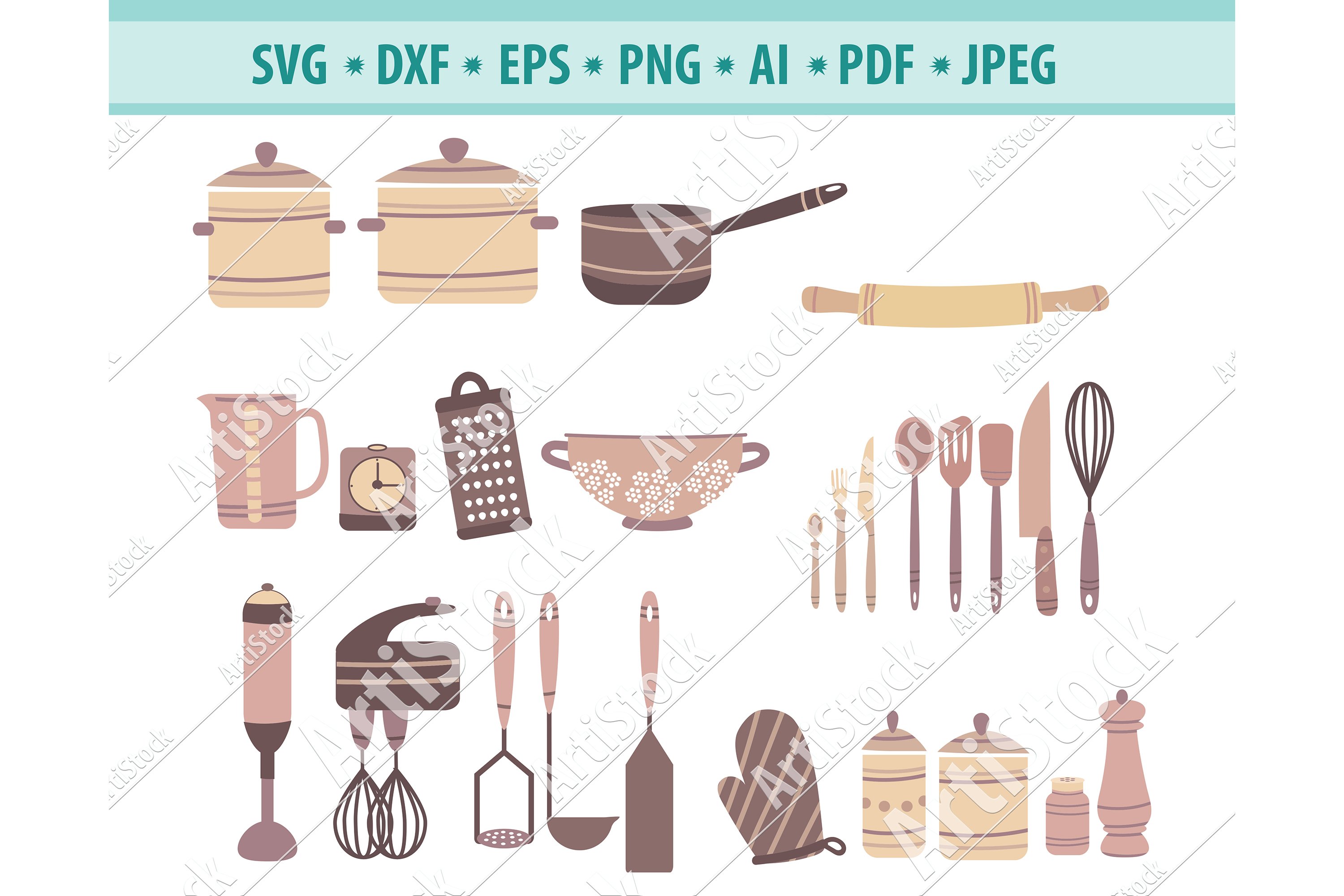 Kitchen Utensils SVG, Kitchen Accessories Svg, Dxf, Png, Eps (418237 ...